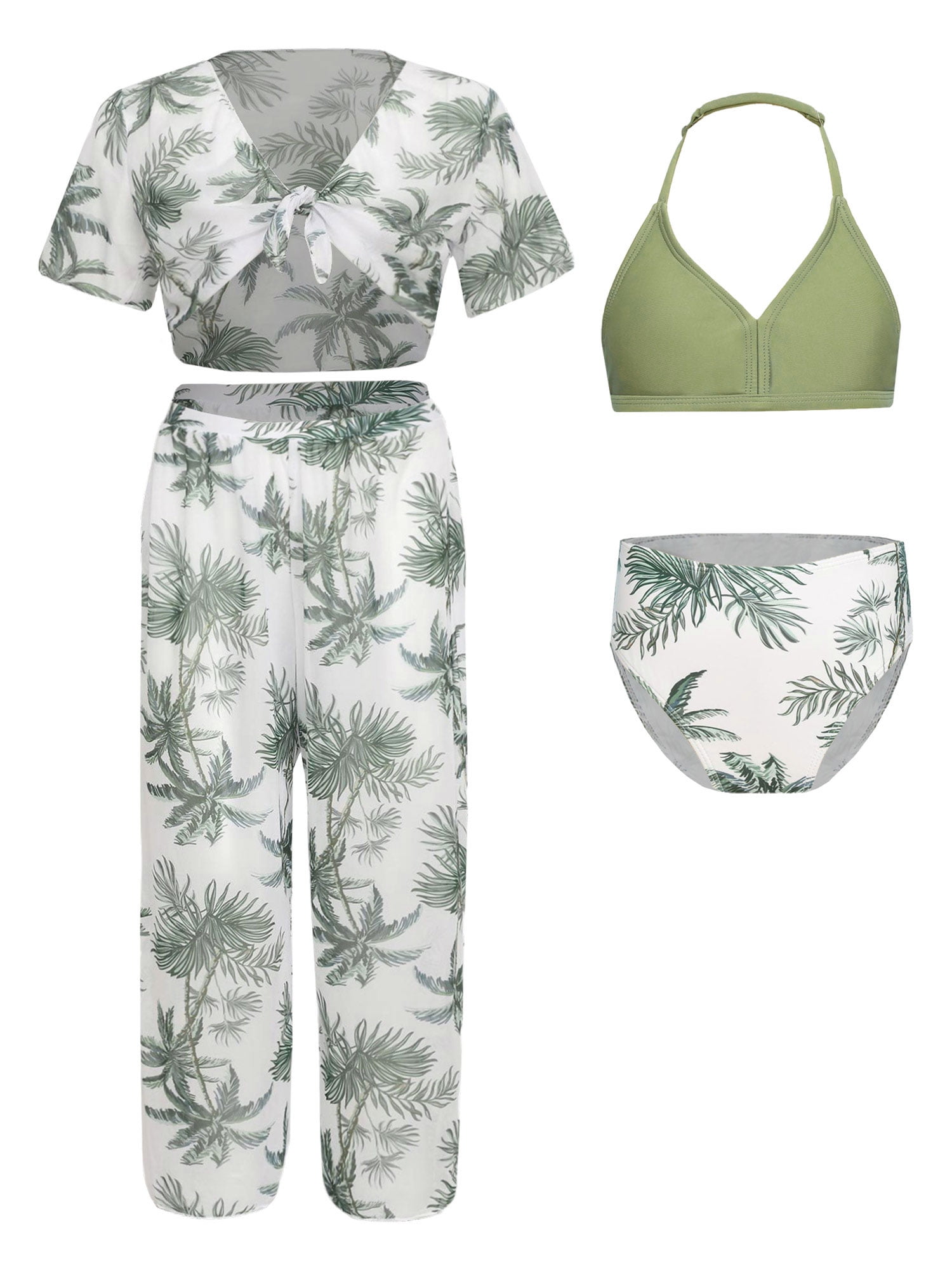 Doomiva Girls Swimming Cut Out 4 Piece Bikini Swimsuit Set Quick Dry ...