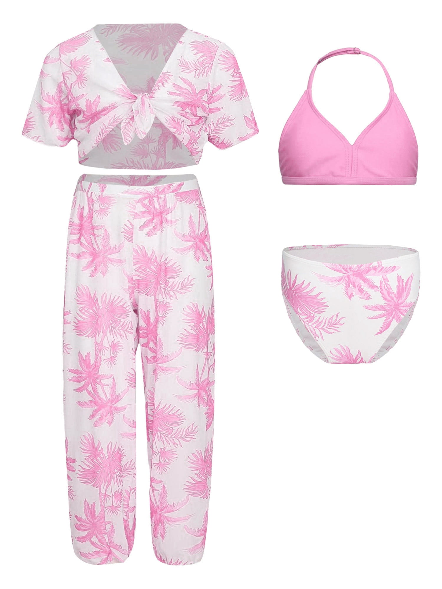 Doomiva Girls Swimming Cut Out 4 Piece Bikini Swimsuit Set Quick Dry ...