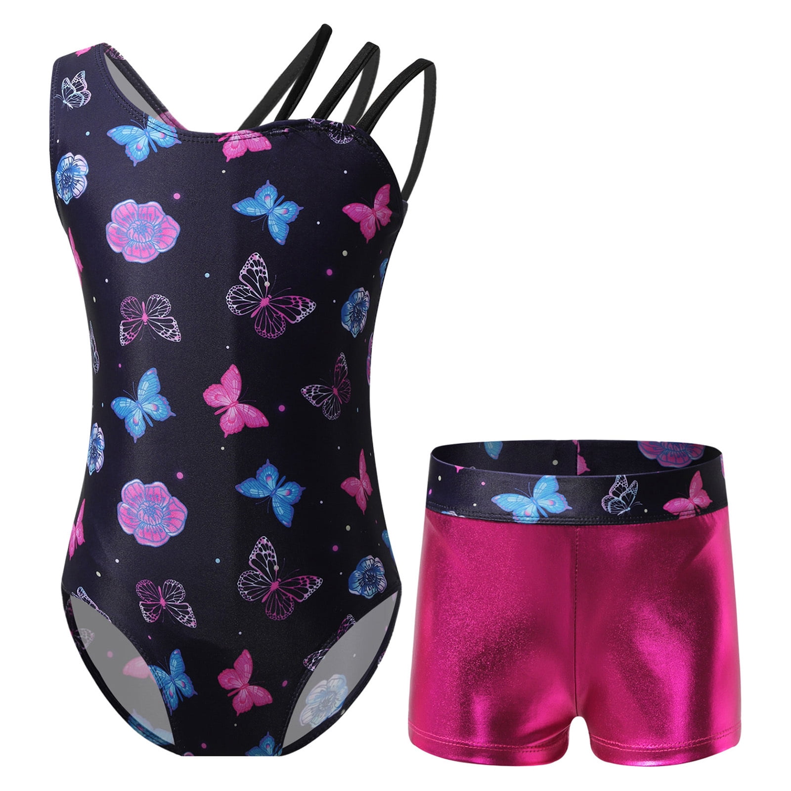 Doomiva Gymnastics Leotard Sets for Kids Girls One Shoulder Straps Tank ...