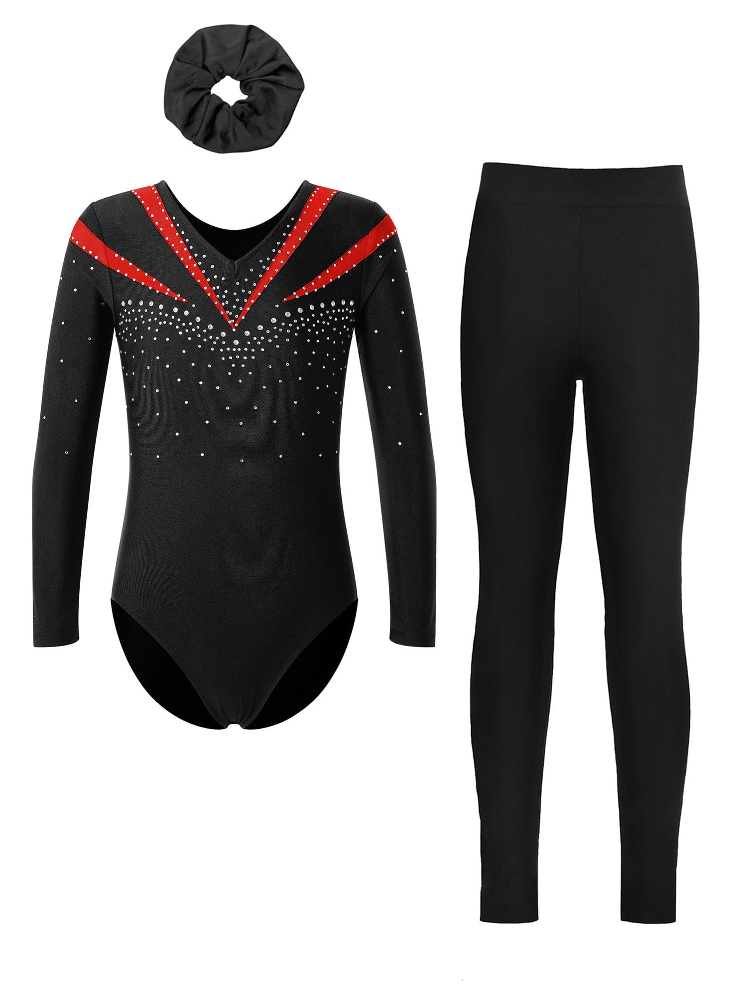 Doomiva Gymnastics Leotard for Girls Long Sleeve Shiny Rhinestone Dance ...