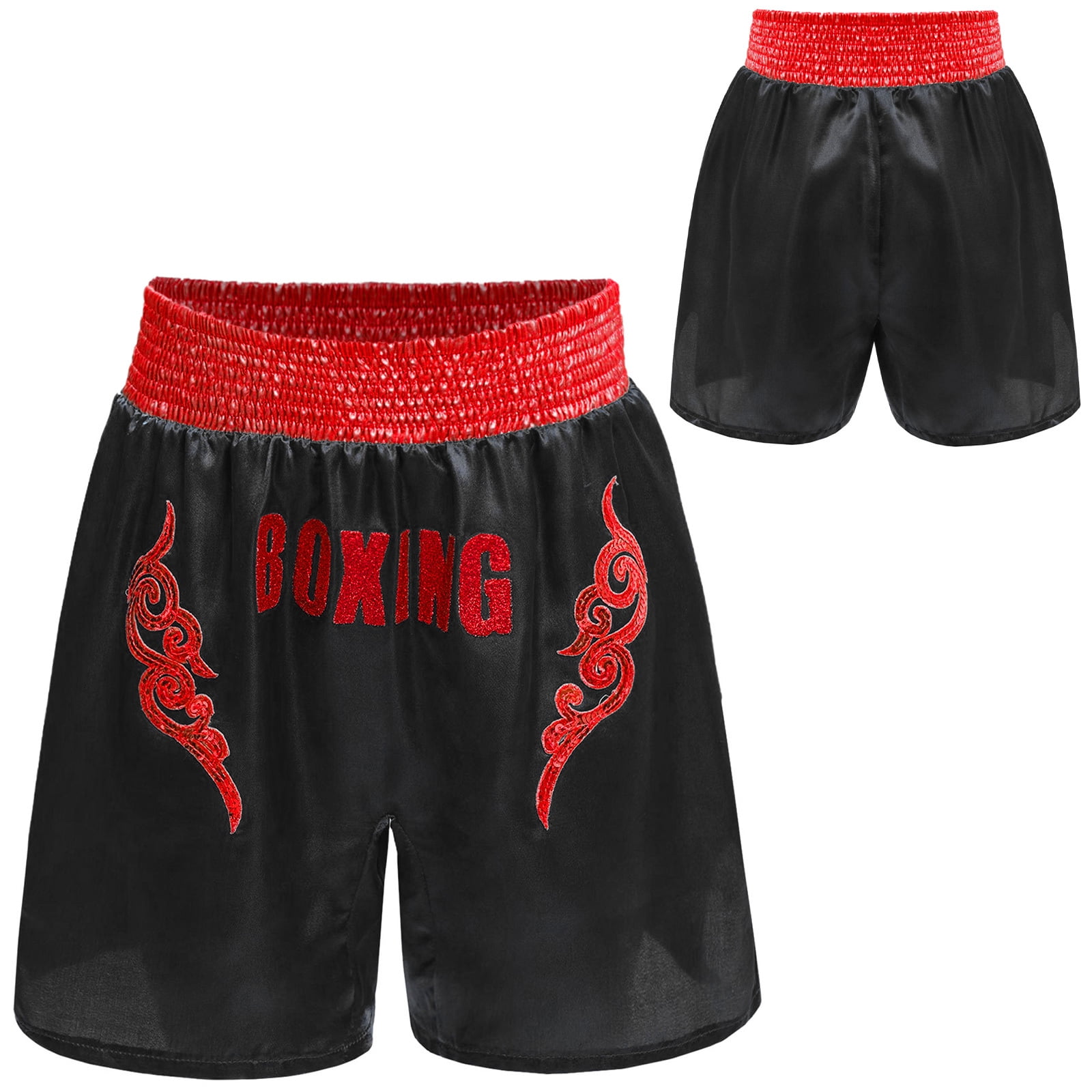 Doomiva Kid's Boys Satin Muay Thai Shorts Shiny Letter Printed Boxer ...