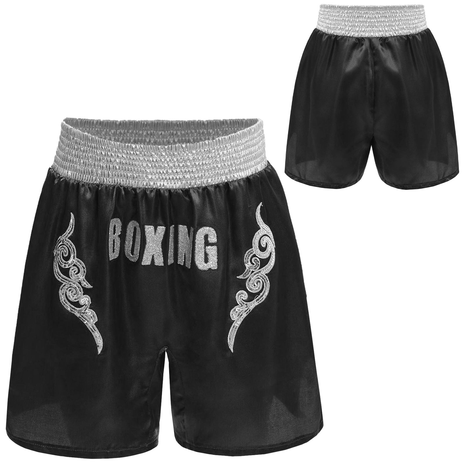 Doomiva Kid's Boys Satin Muay Thai Shorts Shiny Letter Printed Boxer ...