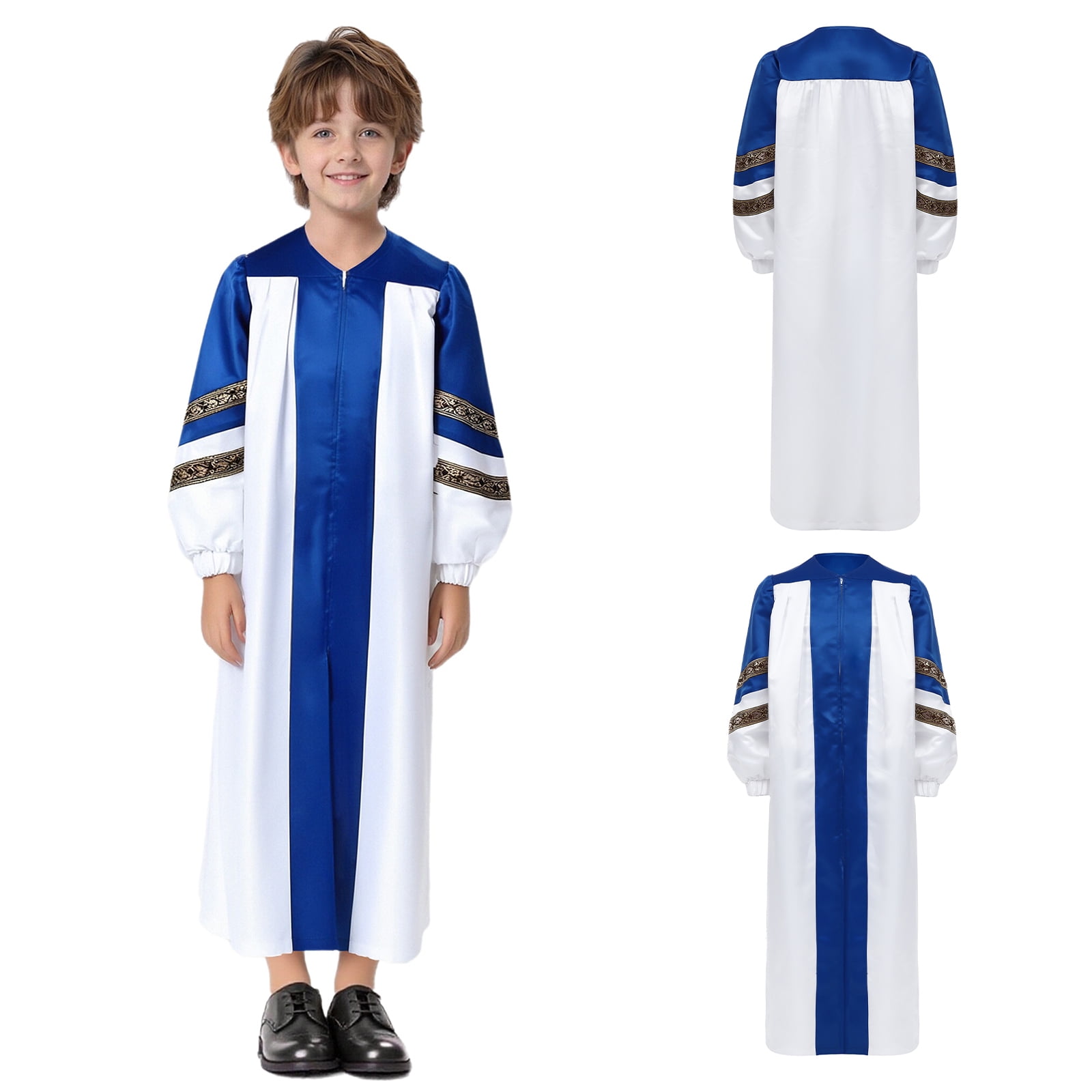 Doomiva Kids Boys Girls Choir Robe Embroidered Stripe Long Sleeve Color ...