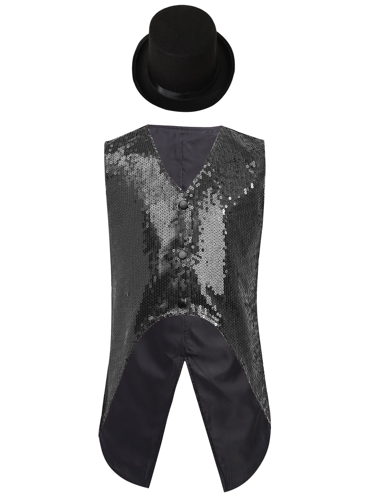 Doomiva Kids Boys Sequin Waistcoat Hip Hop Choir Jazz Dance Tops ...