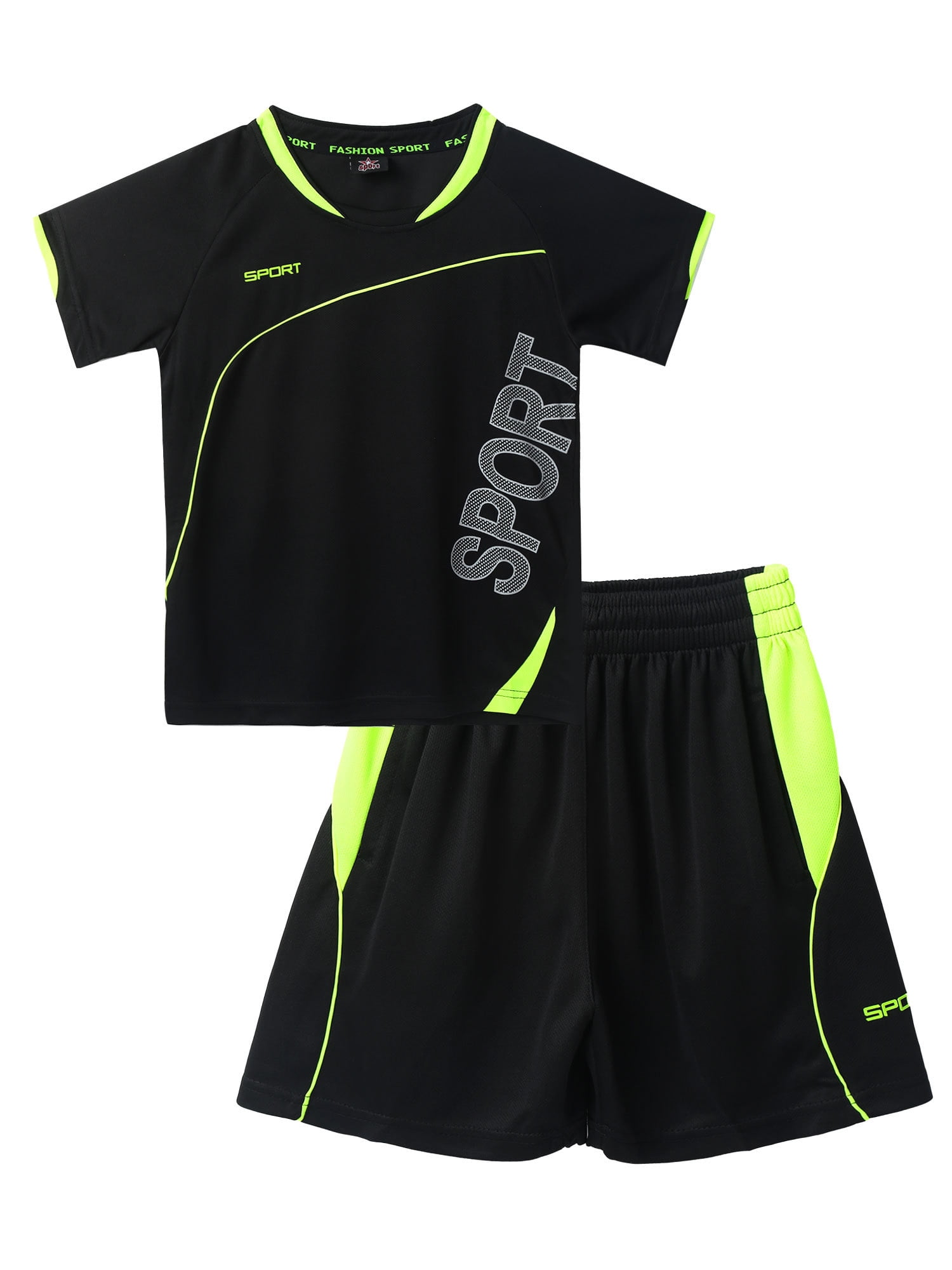 Doomiva Kids Boys Short Sleeve Active Athletic T-Shirts with Shorts Set ...