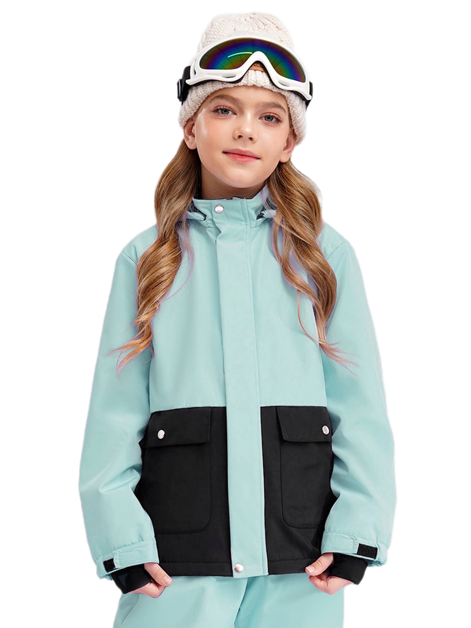 Doomiva Kids Girl's Winter Waterproof Windproof Coat Color Block Ski ...