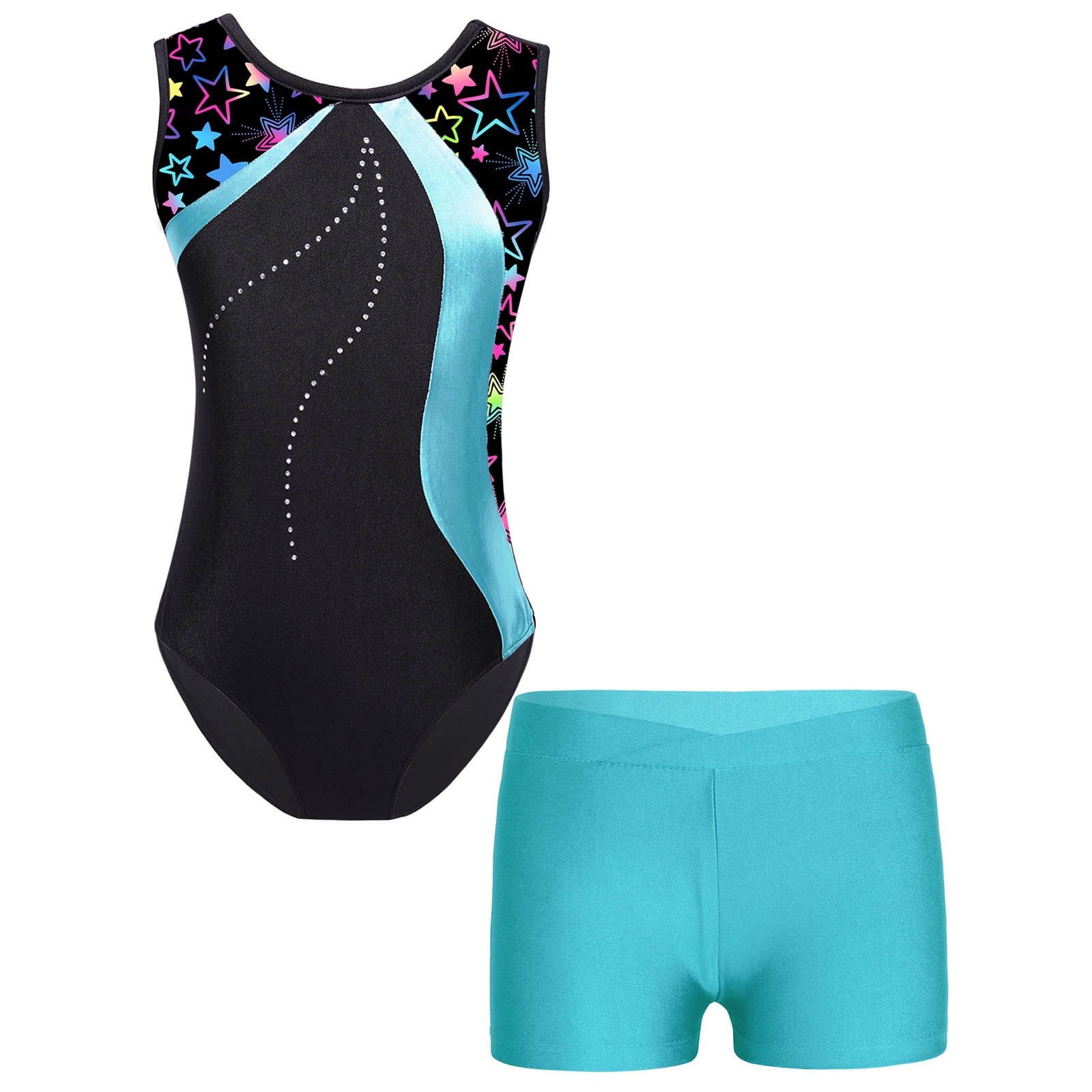 Doomiva Kids Girls 2 Piece Gymnastics Outfits Sleeveless Tank Leotard ...