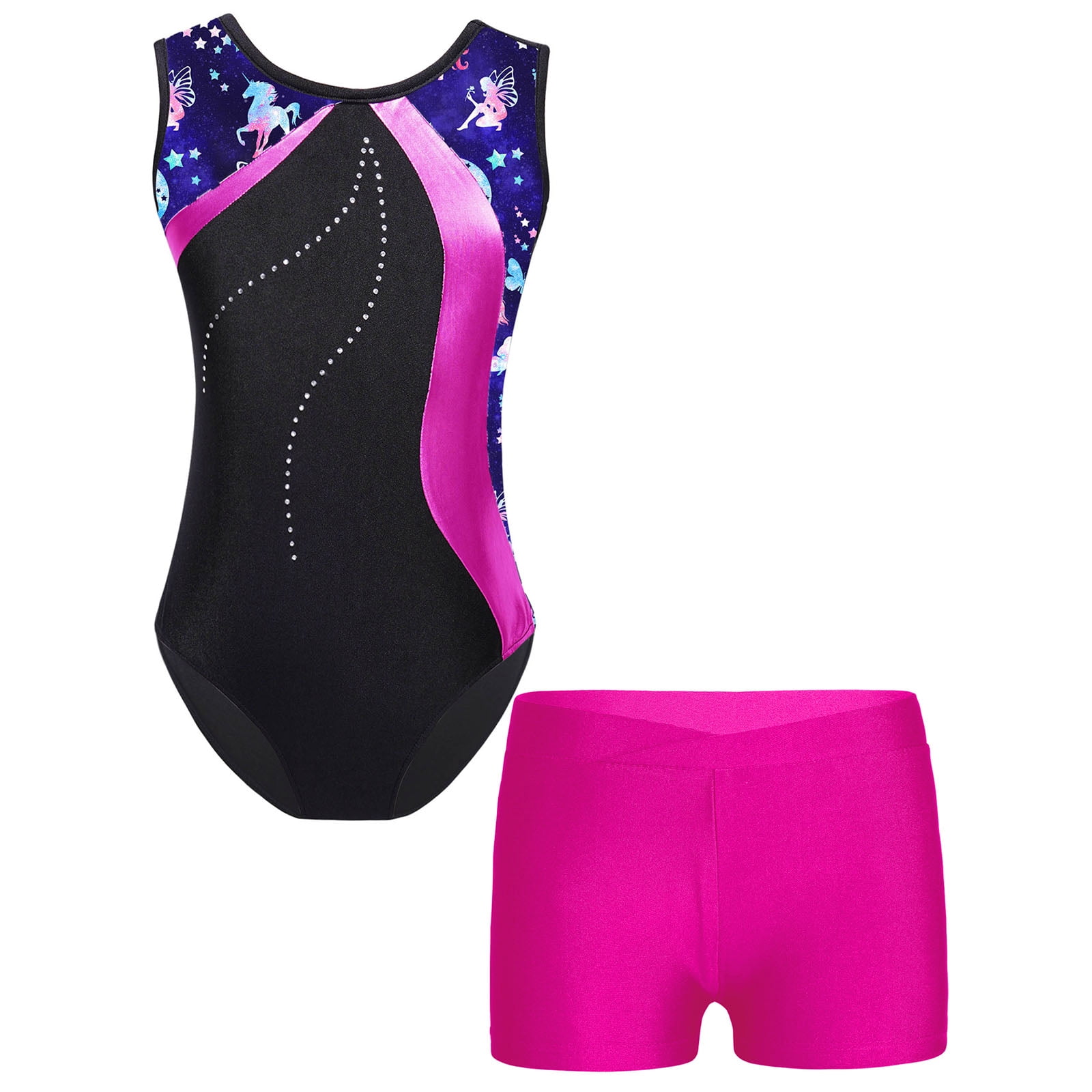 Doomiva Kids Girls 2 Piece Gymnastics Outfits Sleeveless Tank Leotard ...