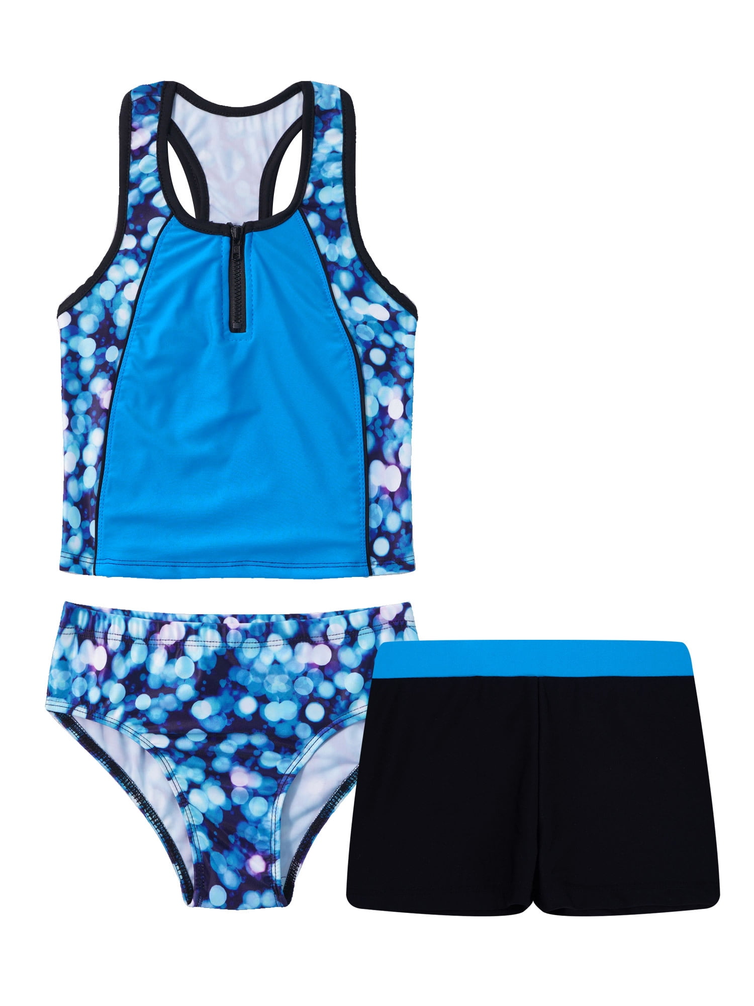 Doomiva Kids Girls 3 Pcs Floral Tanini Set Racer Swim Tank Top with ...