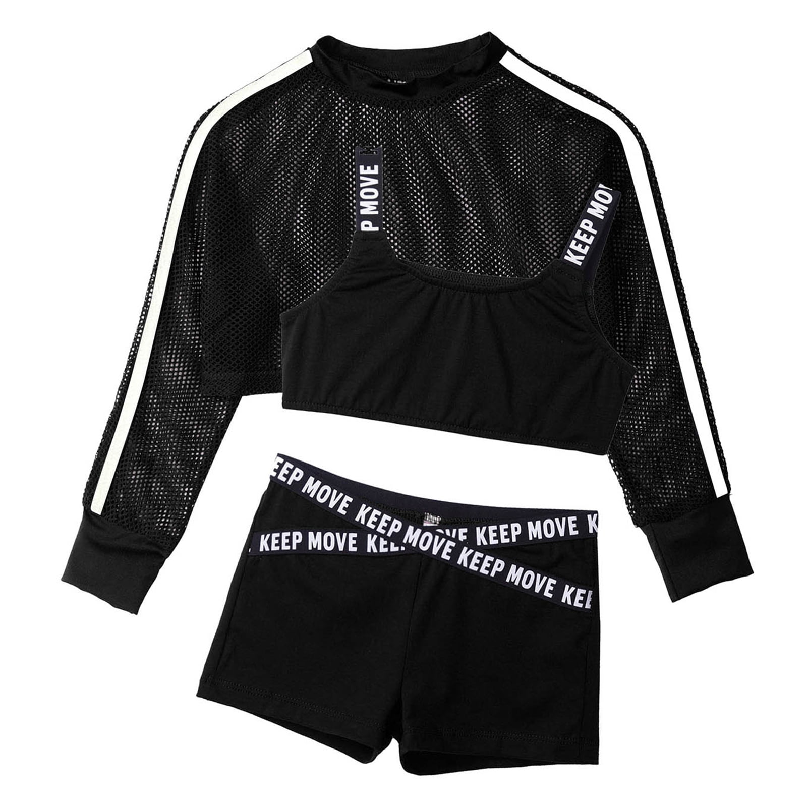 Doomiva Kids Girls 3 Pcs Hip Hop Dance Clothes Set Modern Jazz Street ...