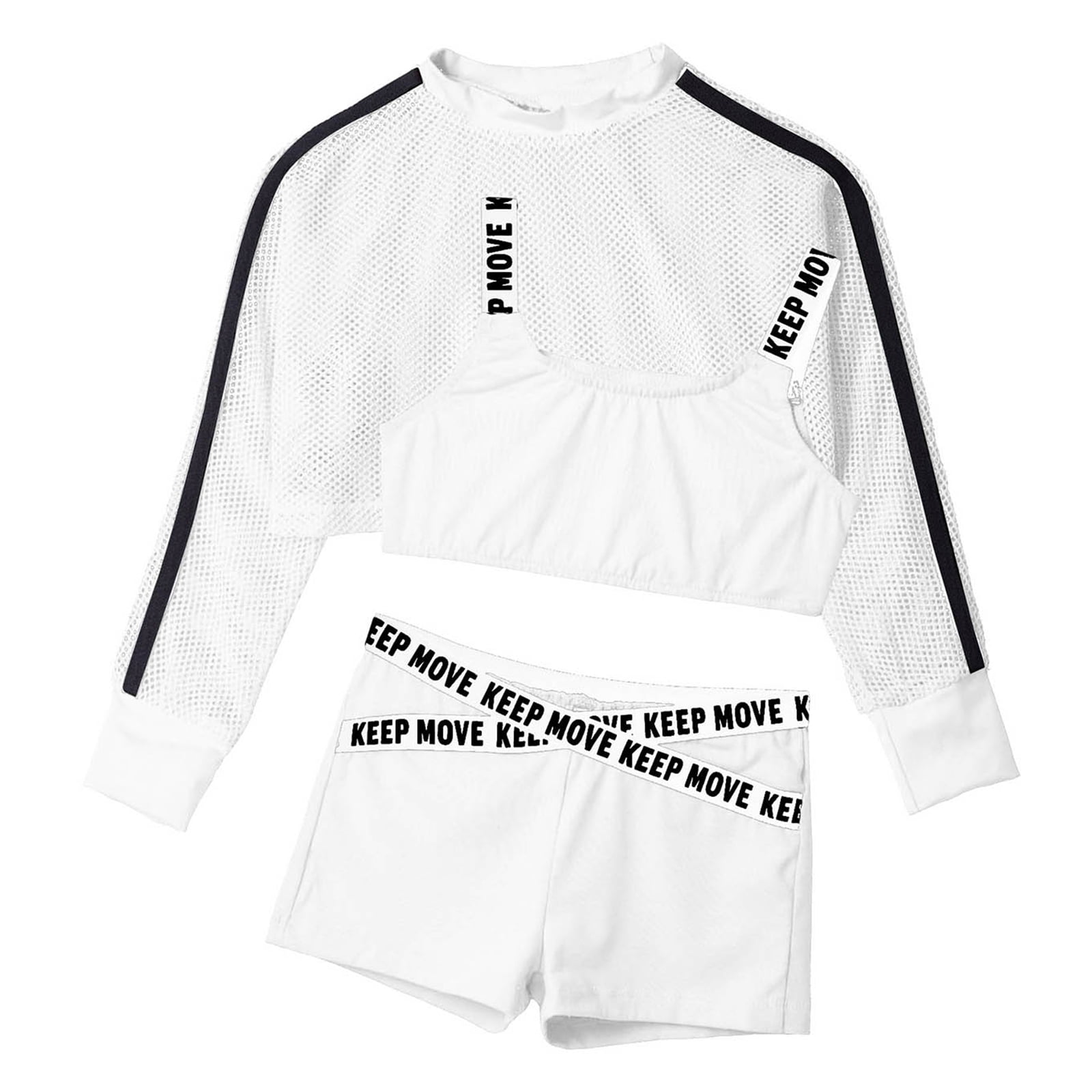 Doomiva Kids Girls 3 Pcs Hip Hop Dance Clothes Set Modern Jazz Street ...