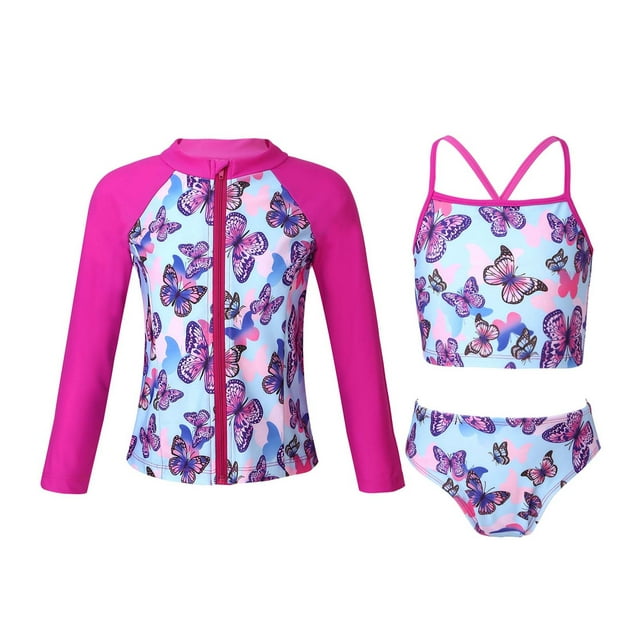 Doomiva Kids Girls 3 Pcs Swim Cover Up Sets Upf 50+ Rashguard Top with ...