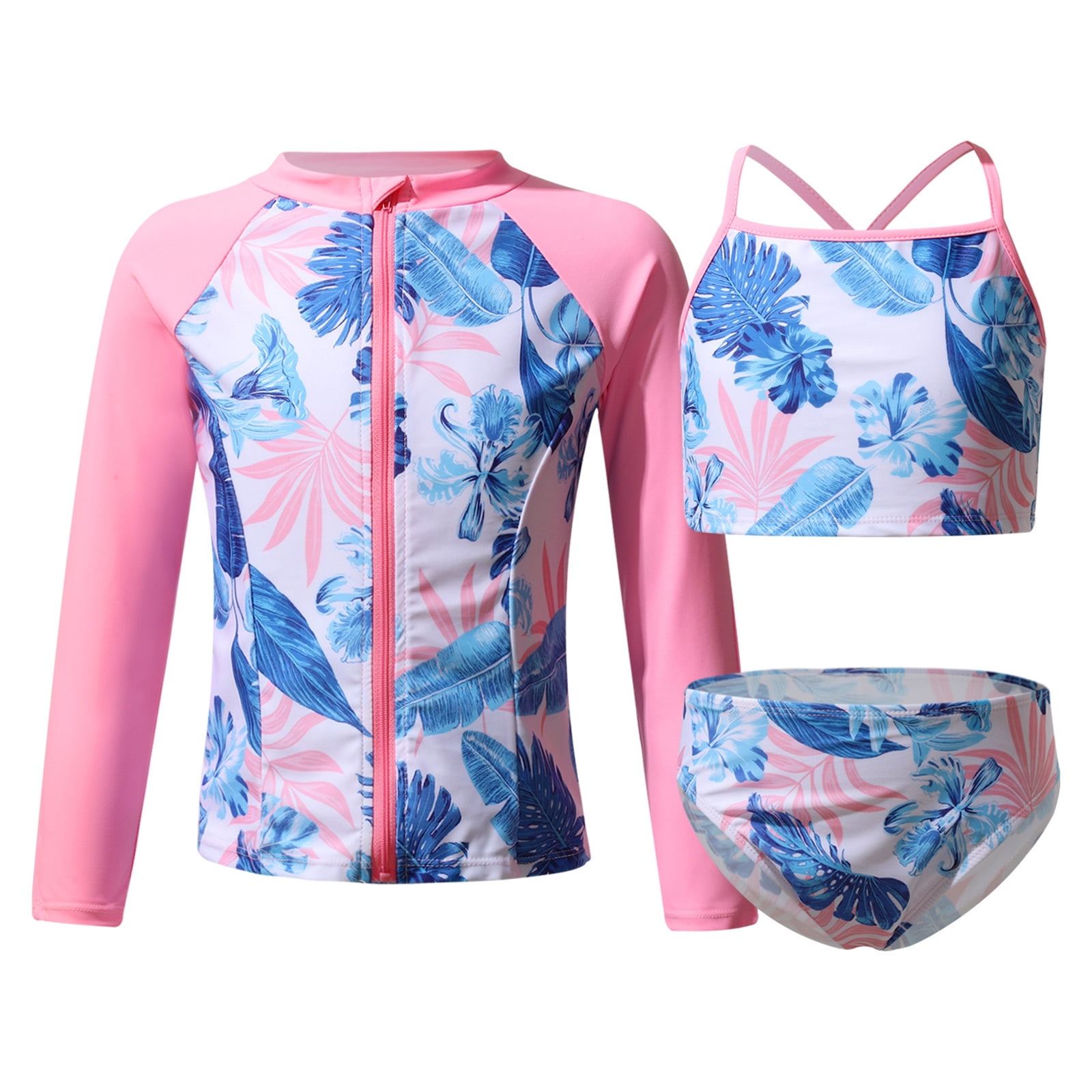 Doomiva Kids Girls 3 Pcs Swim Cover Up Sets Upf 50+ Rashguard Top with ...