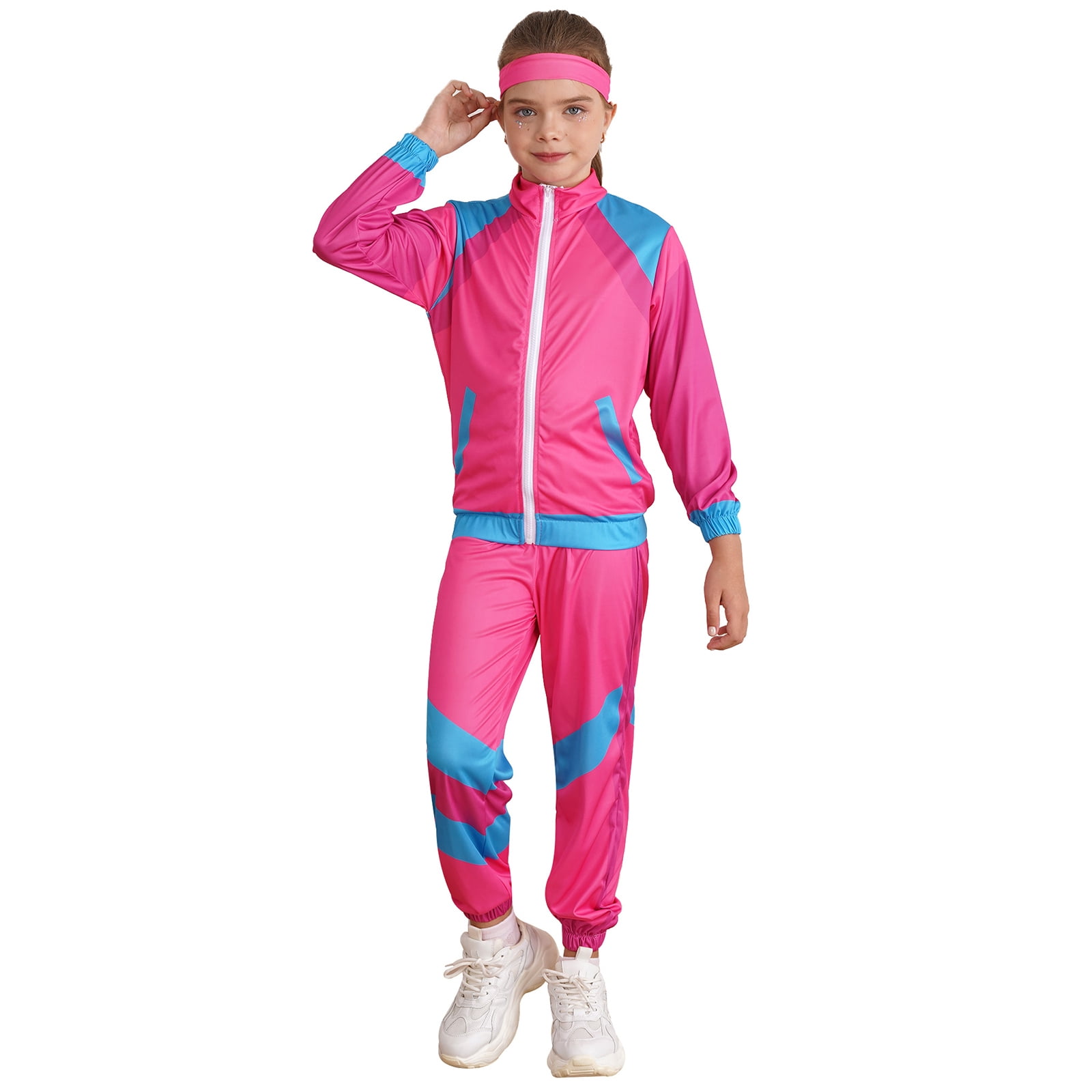 Doomiva Kids Girls 80s Hip Hop Tracksuit Long Sleeve Zip Up Top Jacket ...