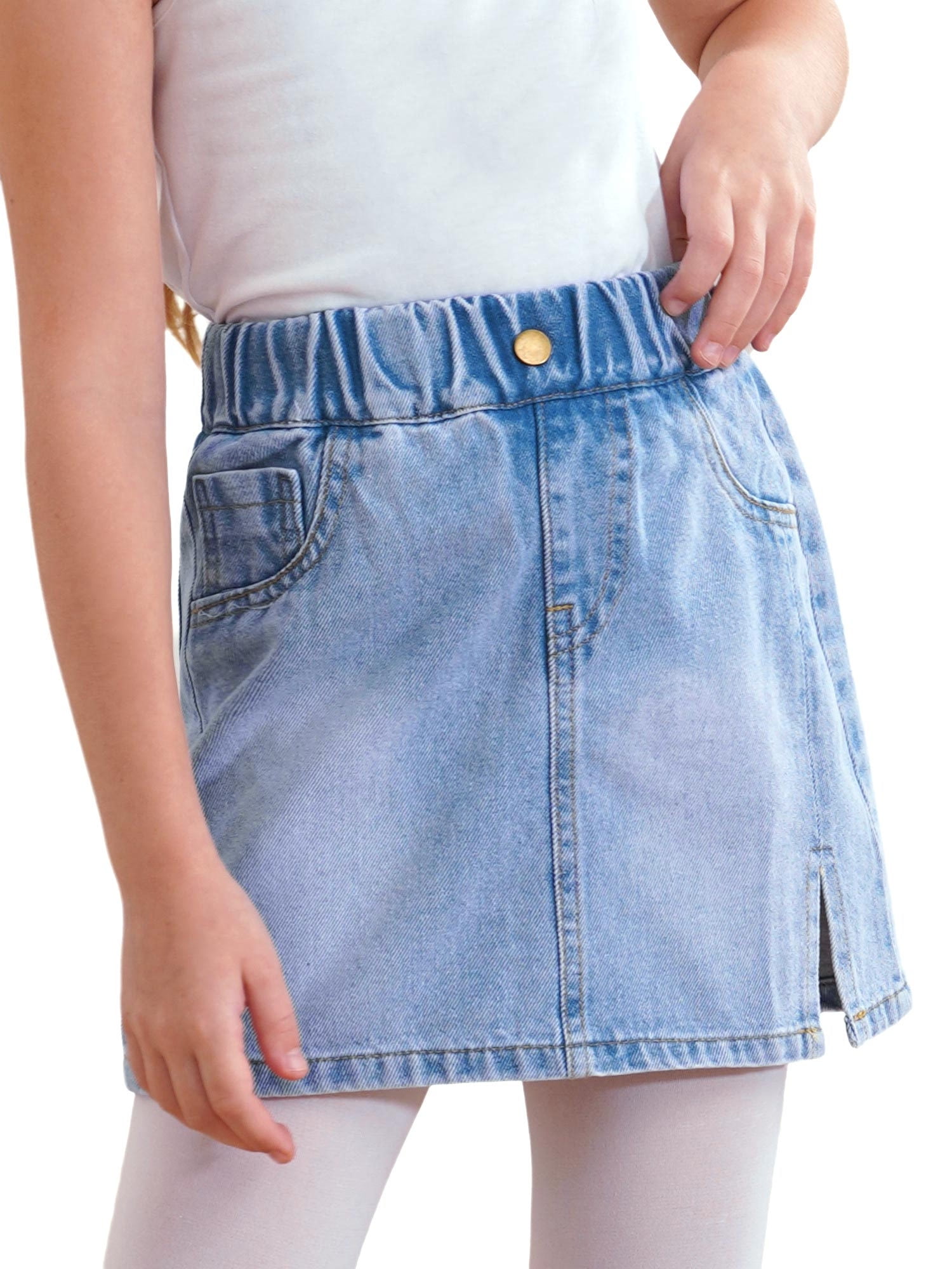 Doomiva Kids Girls Casual A-Line Denim Skirts Elastic Waist Mini Jean ...