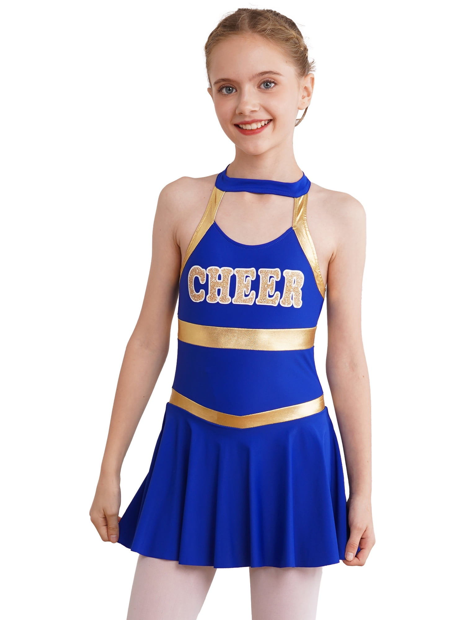 Doomiva Kids Girls Cheerleading Outfit Criss Cross Back Cheer Uniform ...
