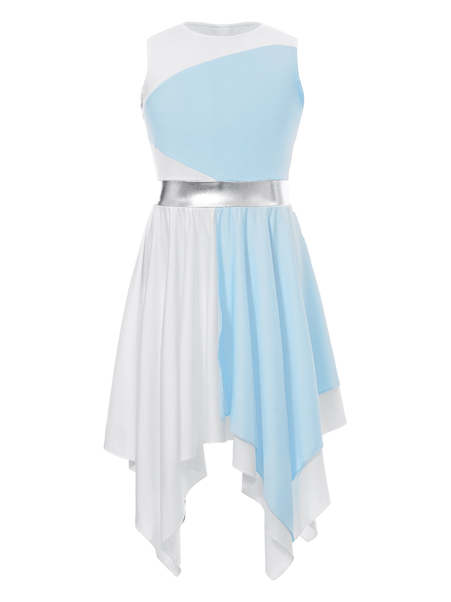 Doomiva Kids Girls Color Block Asymmetrical Sleeveless Praise Dance ...