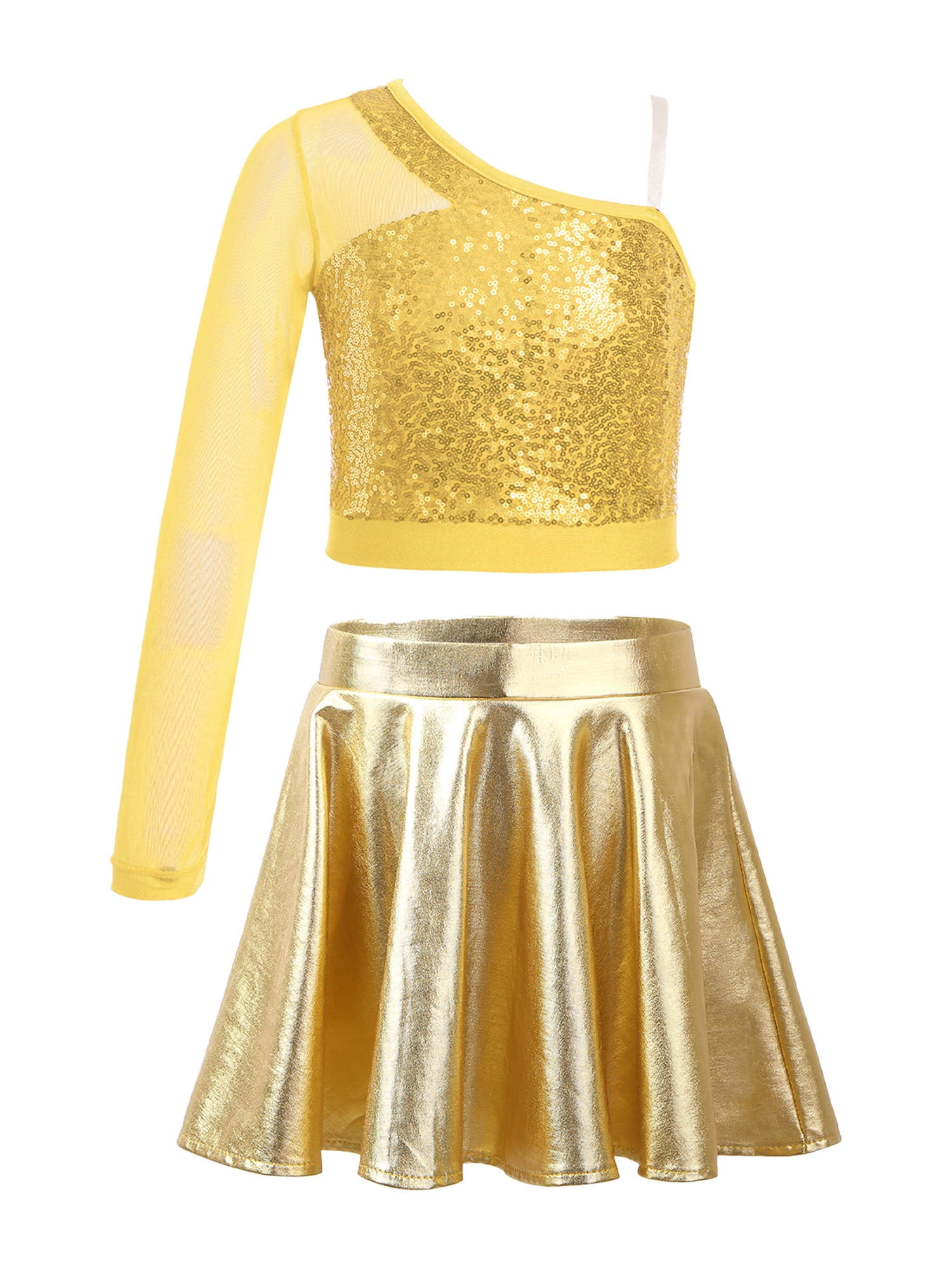 Doomiva Kids Girls Crop Top with Tutu Skirt Ballet Jazz Latin Modern ...