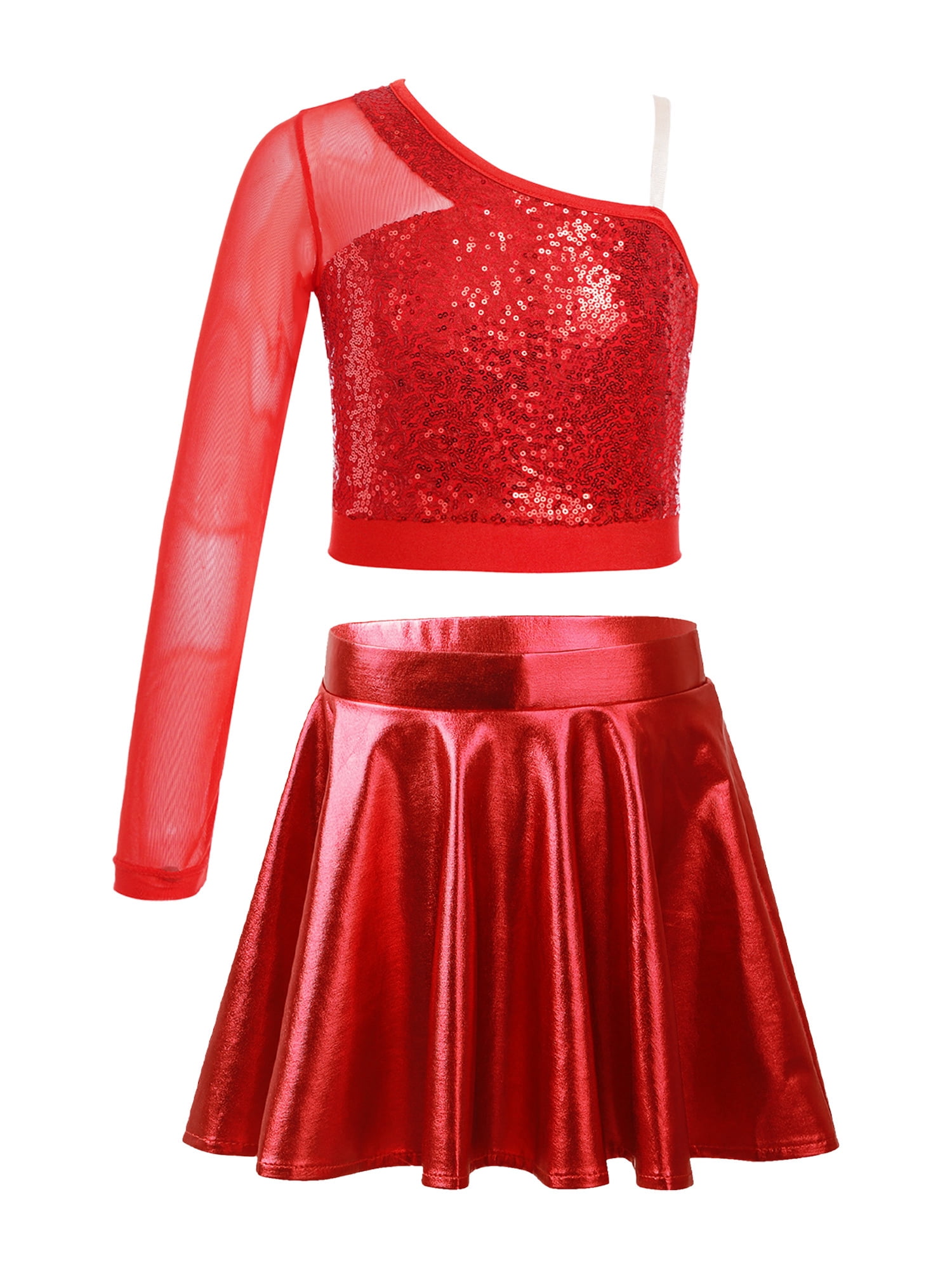 Doomiva Kids Girls Crop Top with Tutu Skirt Ballet Jazz Latin Modern ...