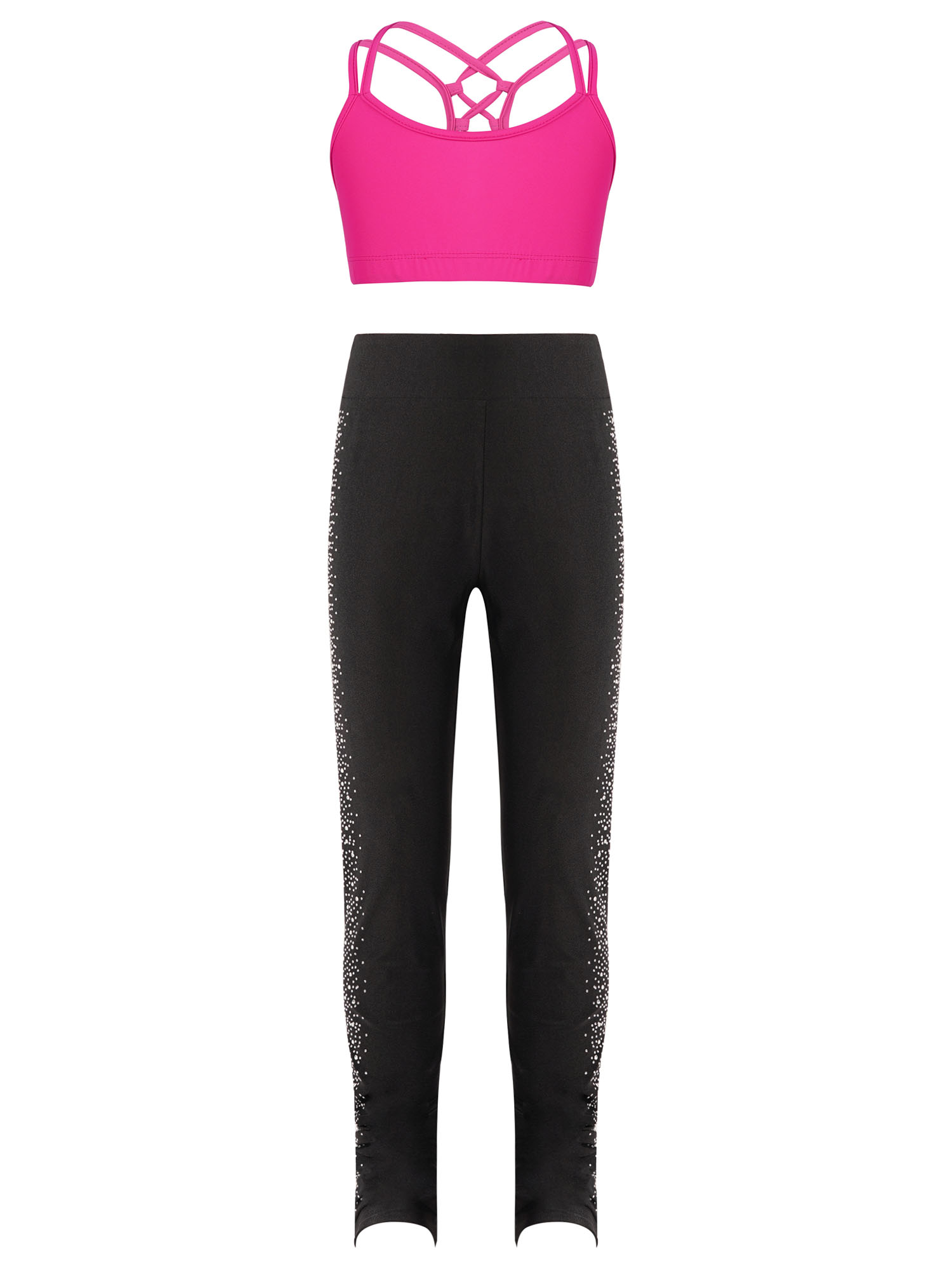 Doomiva Kids Girls Dance Sports Outfits Crop Top and Leggings ...