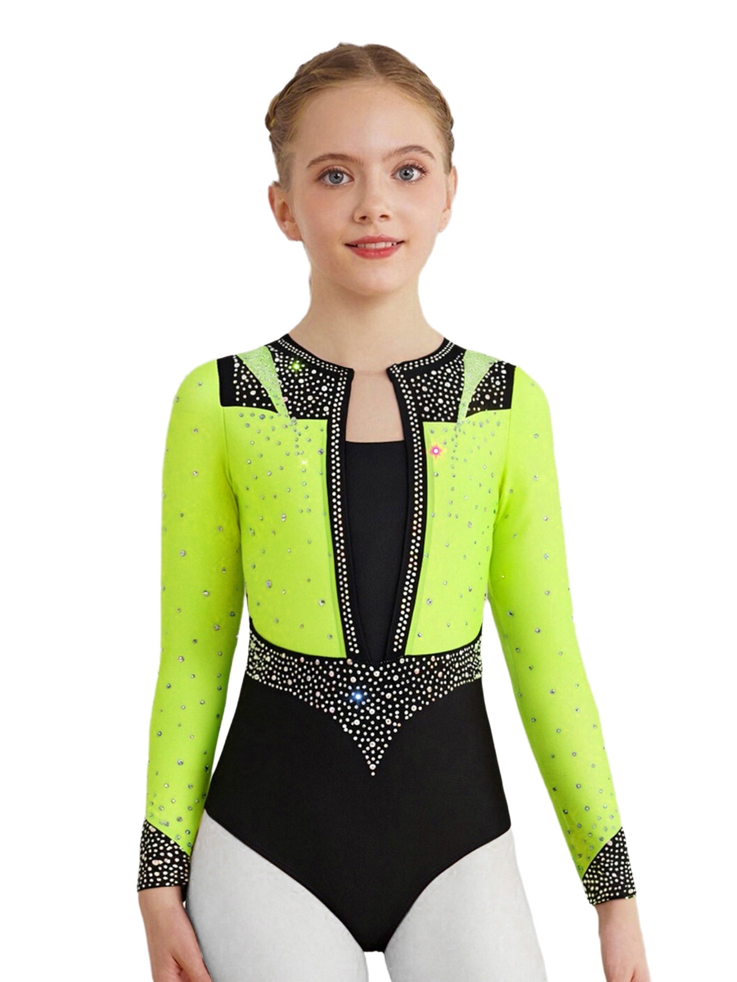 Doomiva Kids Girls Figure Ice Skating Jumpsuit Dance Gymnastics Leotard ...
