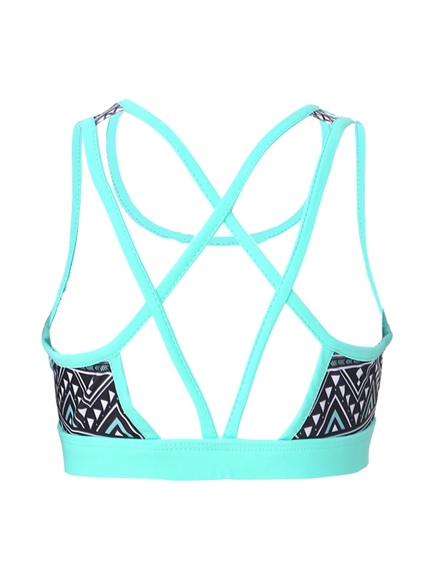 Doomiva Kids Girls Floral Crisscross Back Bikini Crop Top Rash Guard ...