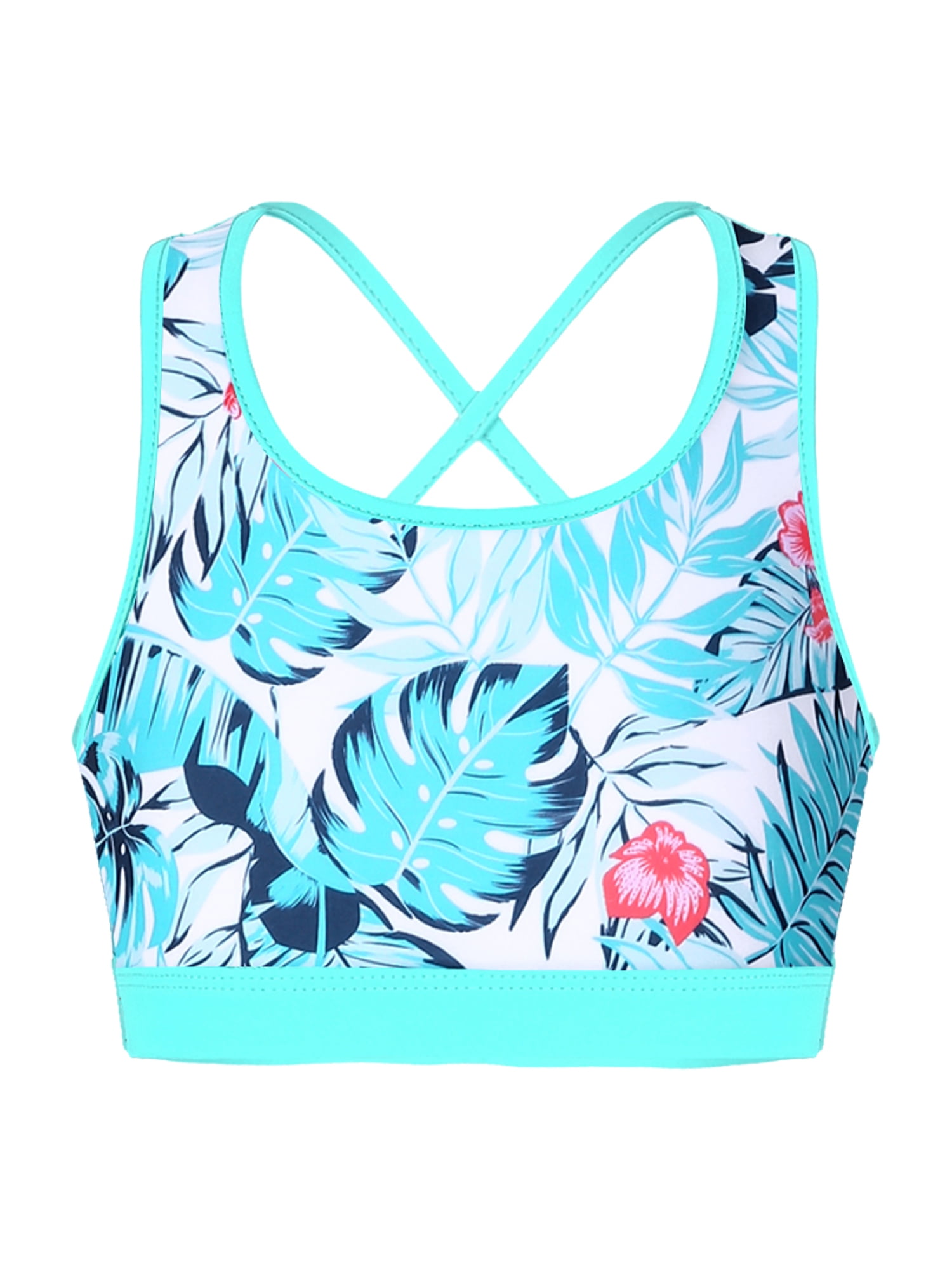 Doomiva Kids Girls Floral Crisscross Back Bikini Crop Top Rash Guard ...