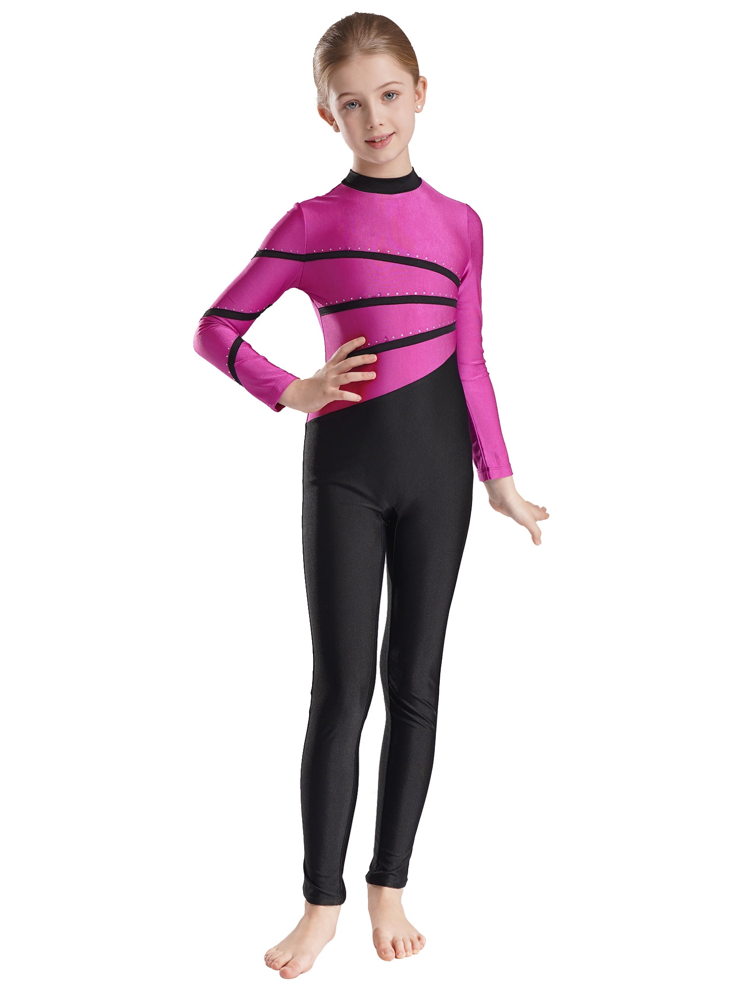 Doomiva Kids Girls Gymnastic Jumpsuit Full Body Ballet Yoga Dance ...