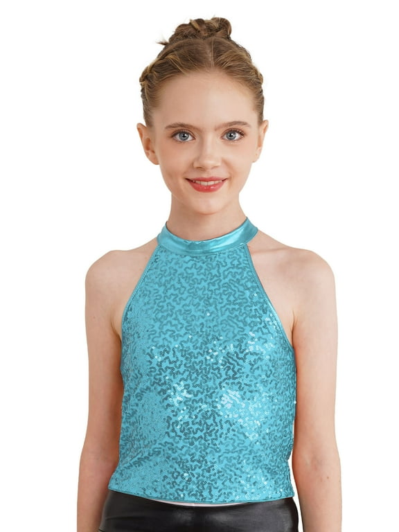 Doomiva Kids Girls Sequins Mock Neck Jazz Latin Hip Hop Modern Ballet ...