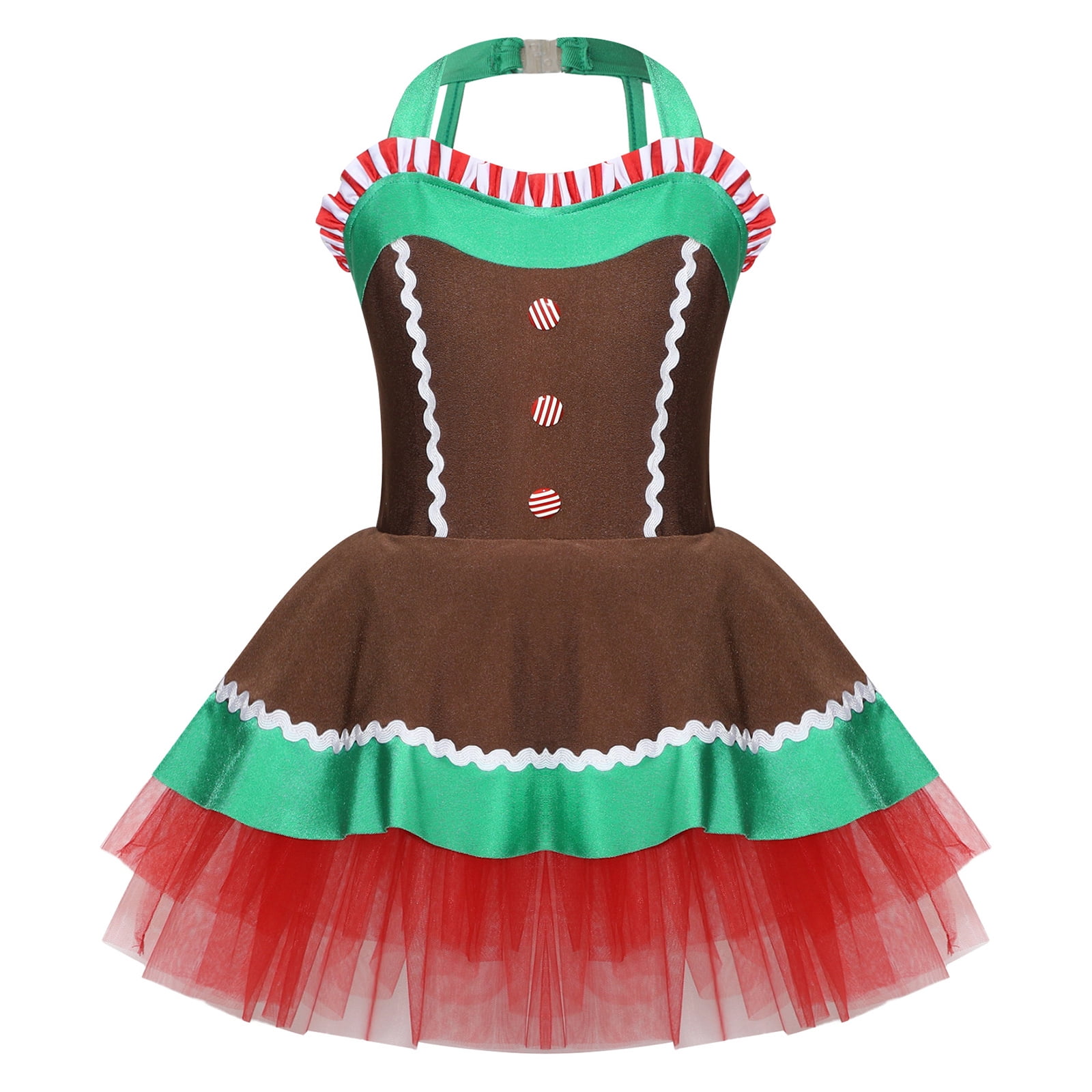 Doomiva Kids Girls Halter Sleeveless Gingerbread Dress Ginger Bread Man ...
