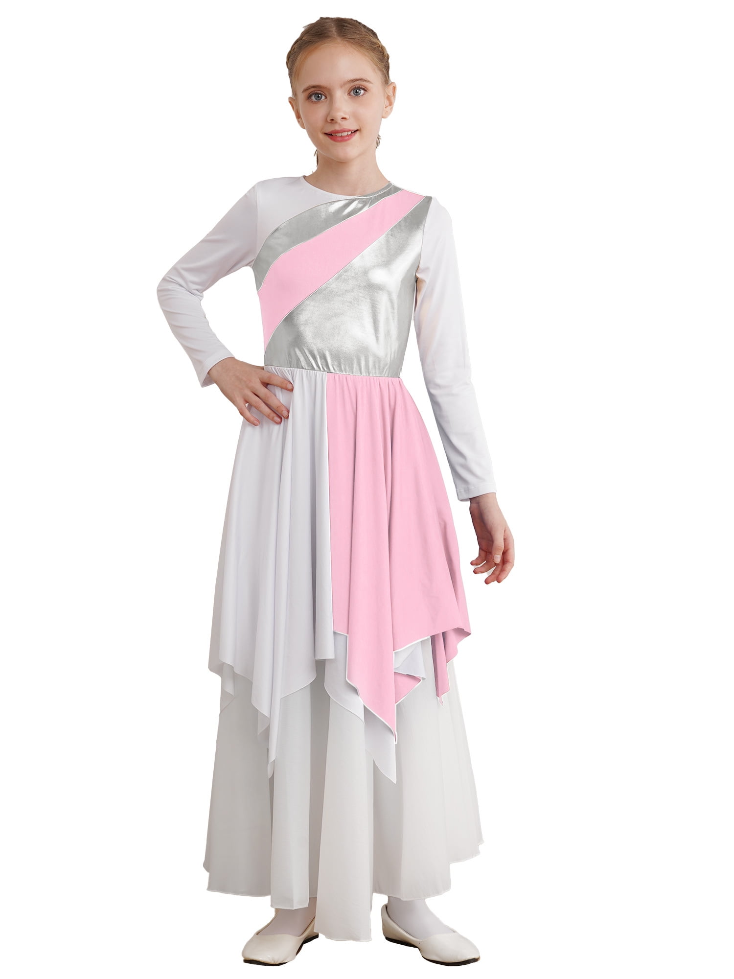 Doomiva Kids Girls Long Sleeve Liturgical Worship Praise Dance Dress ...