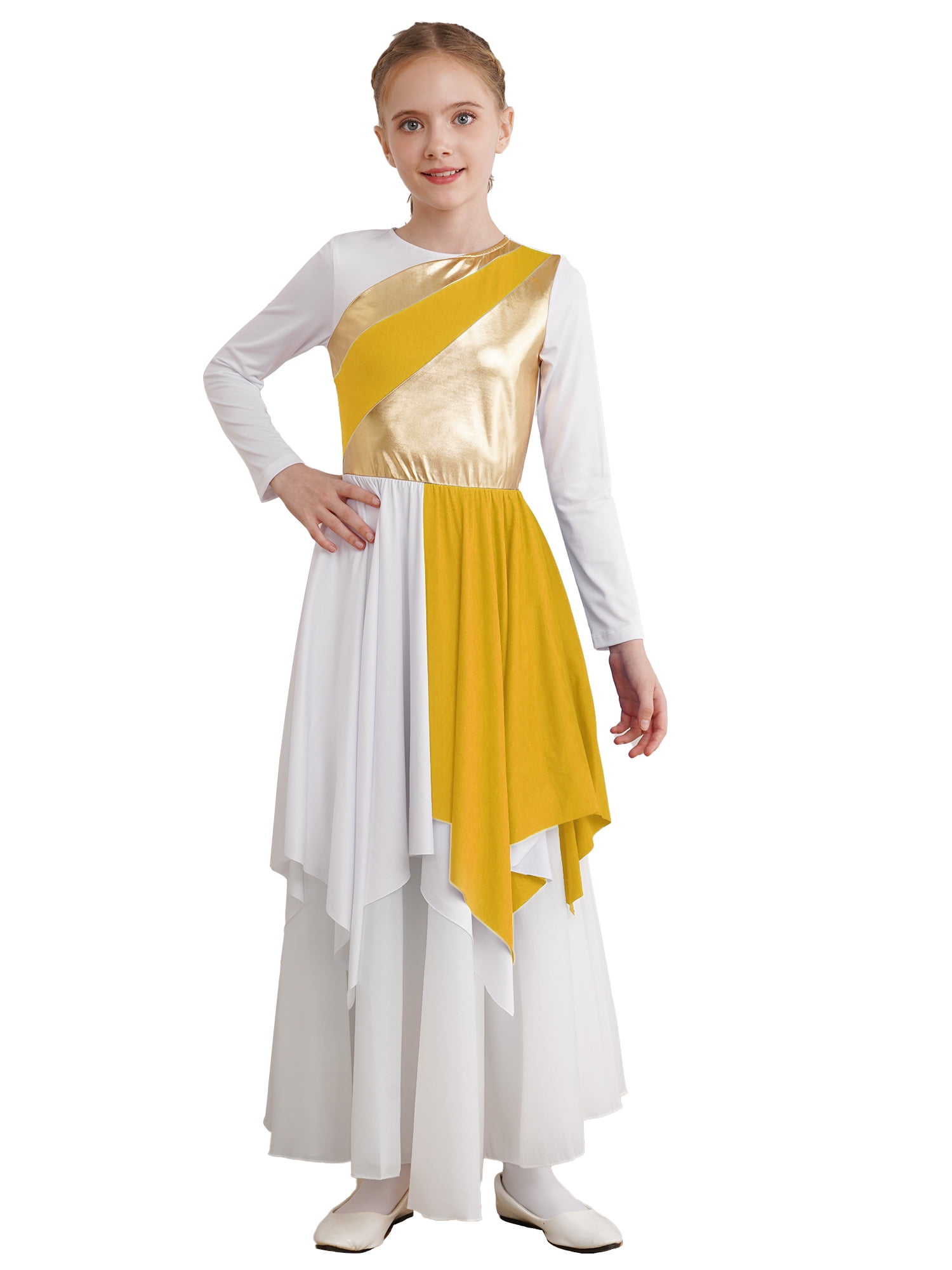 Doomiva Kids Girls Long Sleeve Liturgical Worship Praise Dance Dress ...
