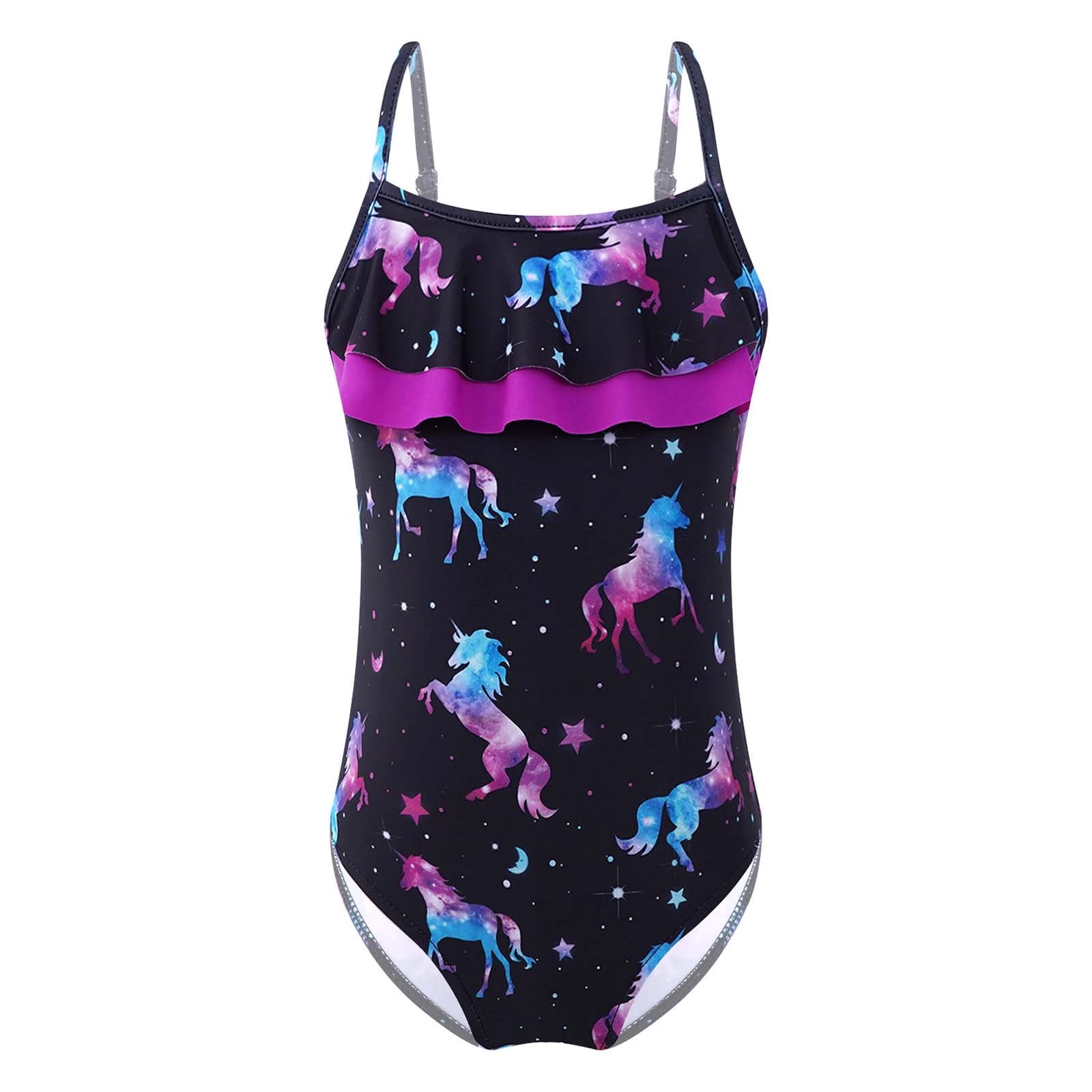 Doomiva Kids Girls Mermaid One Piece Swimsuit Spaghetti Straps Cutout ...