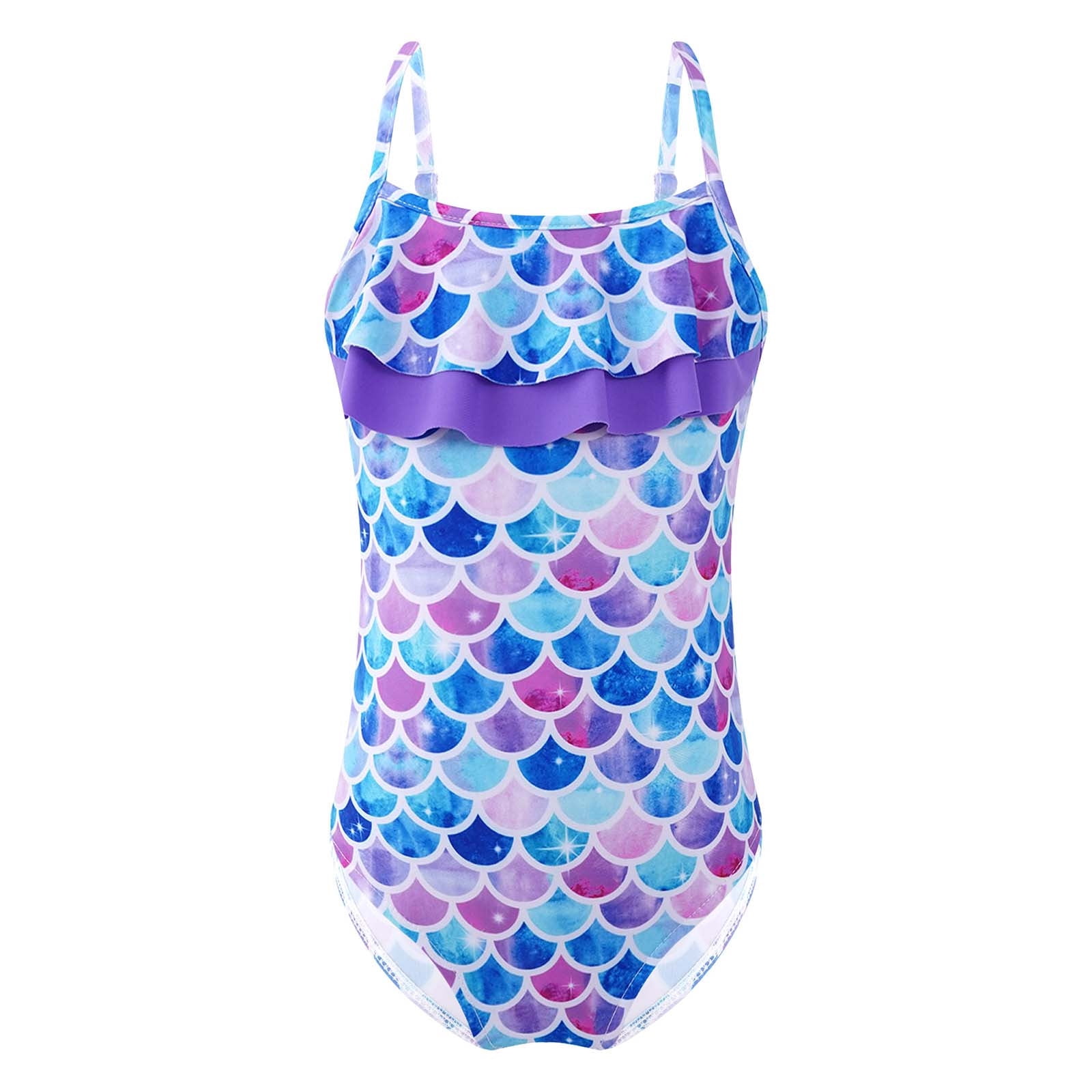 Doomiva Kids Girls Mermaid One Piece Swimsuit Spaghetti Straps Cutout ...