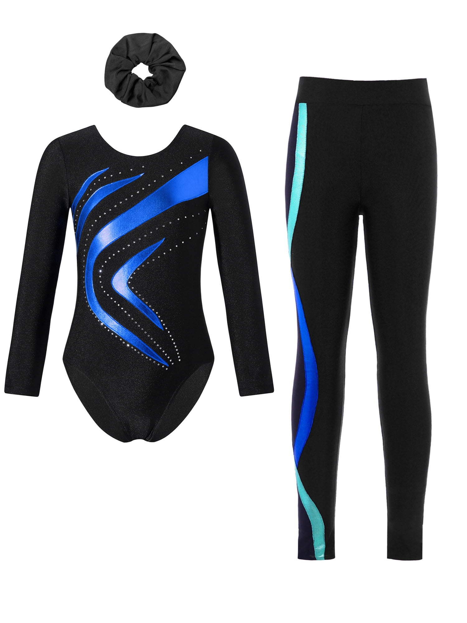 Doomiva Kids Girls Metallic Sportswear Long Sleeve Dance Gymnastic ...