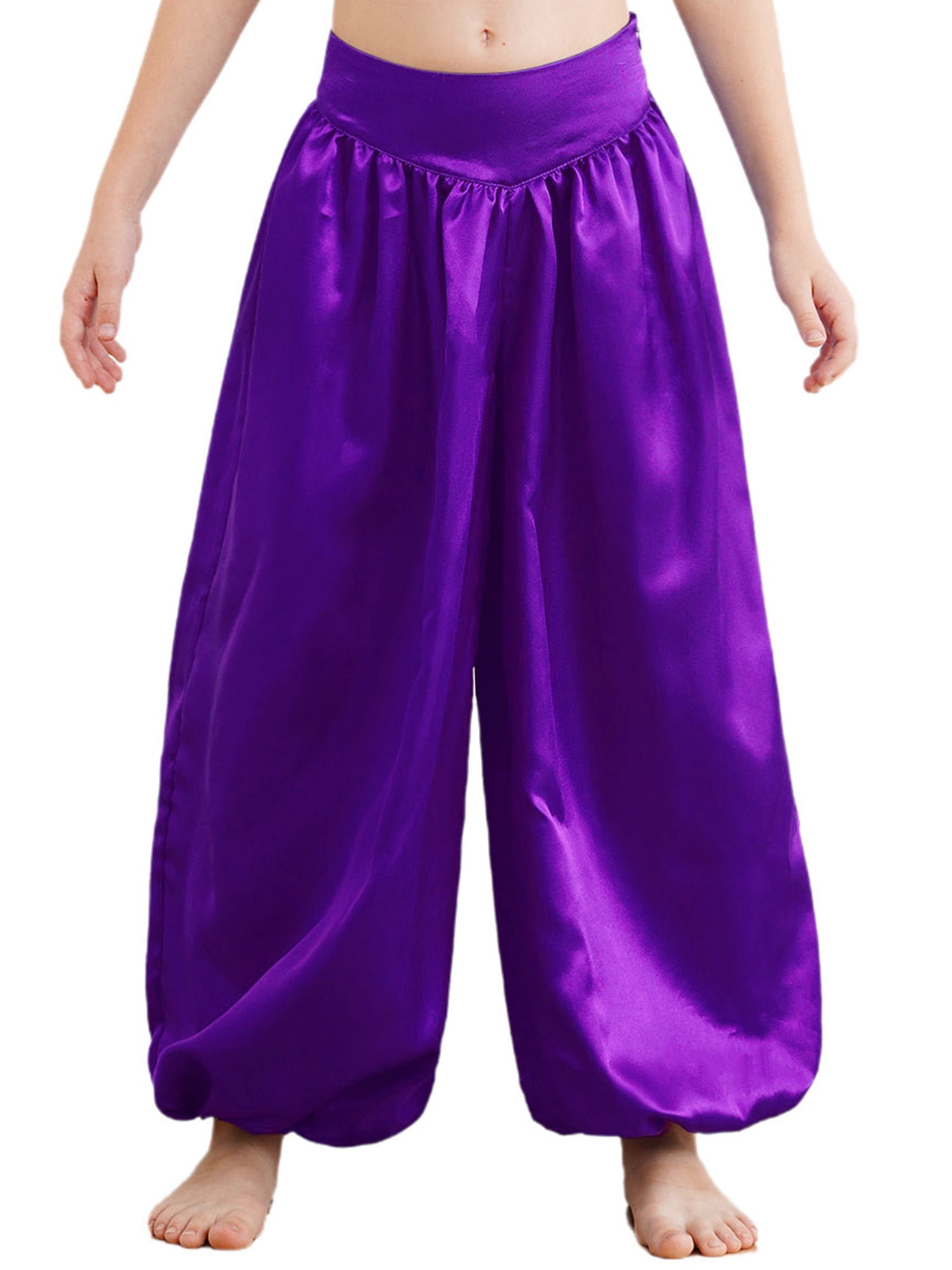 Doomiva Kids Girls Satin Harem Pants Elastic Waist Belly Dance Bloomers ...