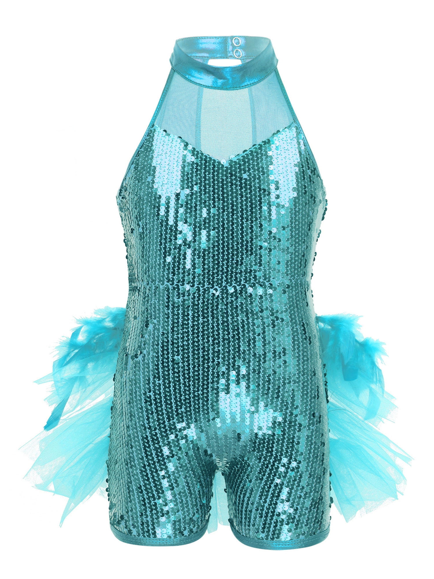 Doomiva Kids Girls Sequins Ballet Dance Dress Jazz Latin Tutu Skirted ...