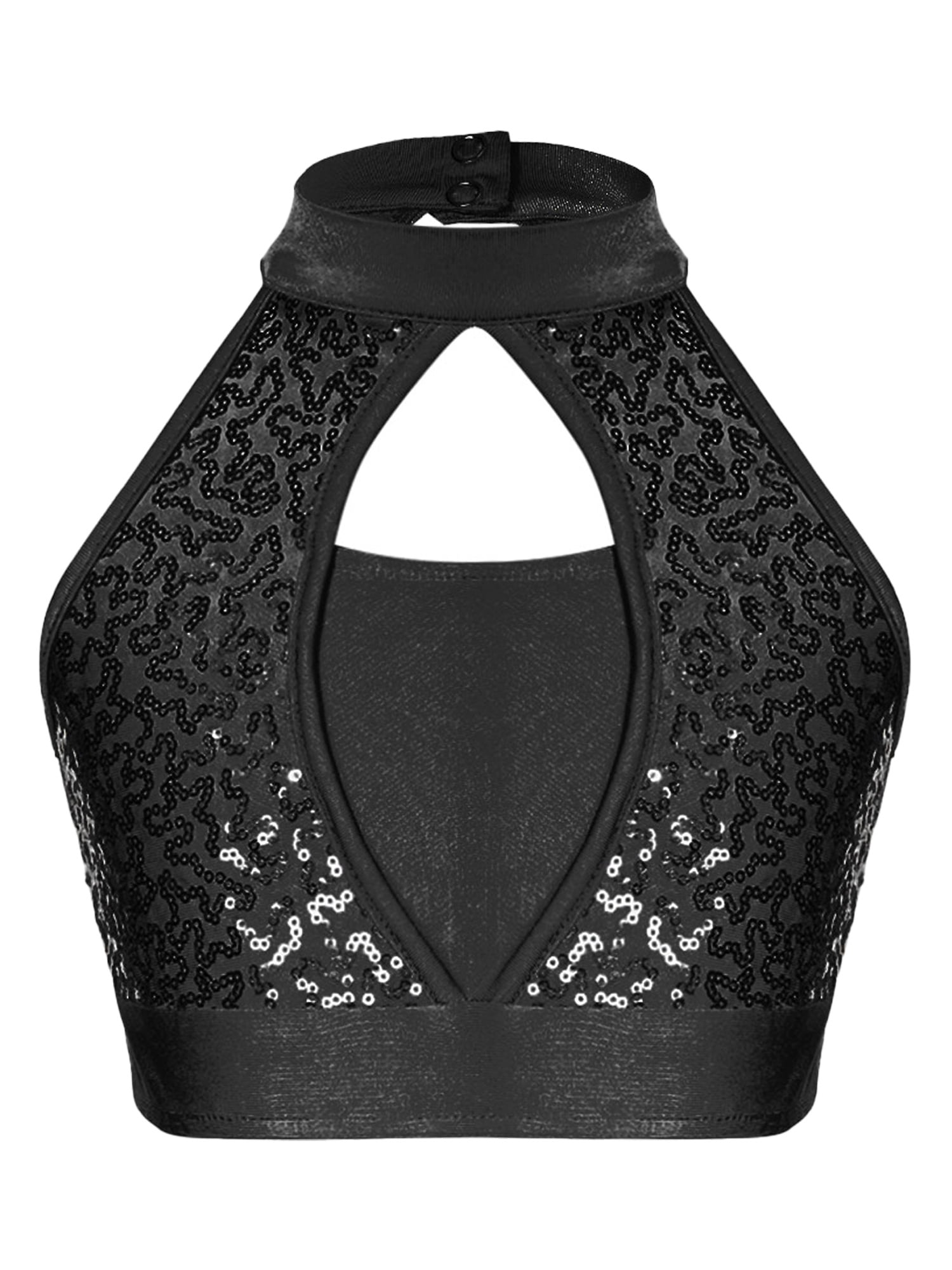 Doomiva Kids Girls Sequins Mock Neck Jazz Latin Hip Hop Modern Ballet ...