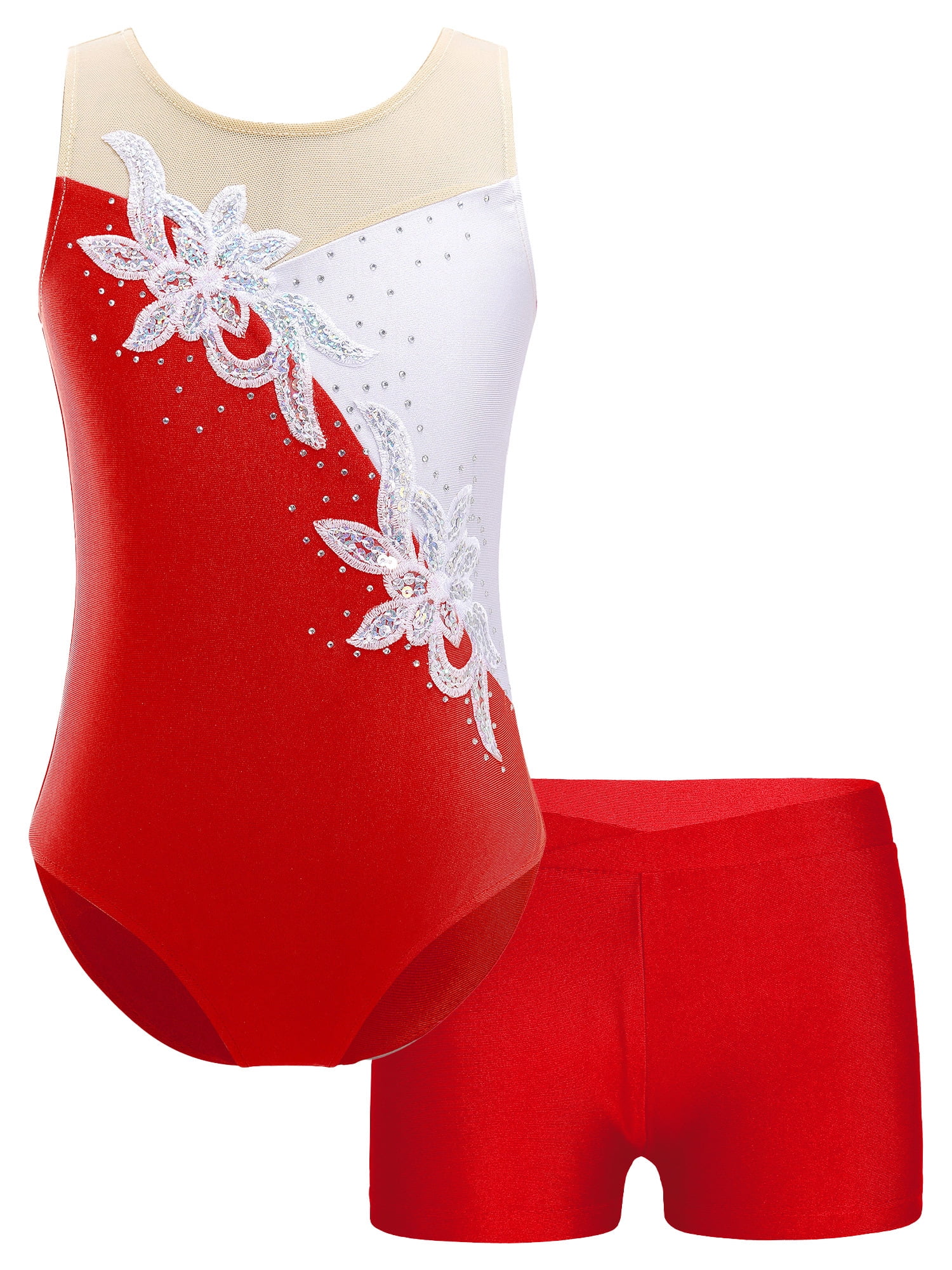 Doomiva Kids Girls Sequins Sleeveless Floral Ballet Dance Gymnastic ...