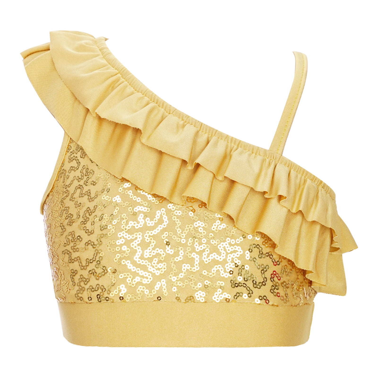 Doomiva Kids Girls Sequins Sleeveless Ruffle Ballet Jazz Modern Dance ...
