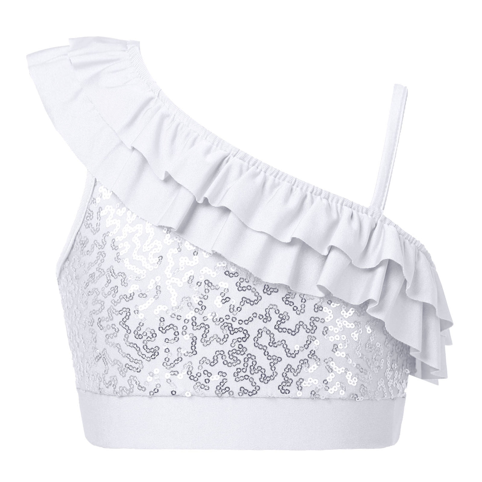 Doomiva Kids Girls Sequins Sleeveless Ruffle Ballet Jazz Modern Dance ...