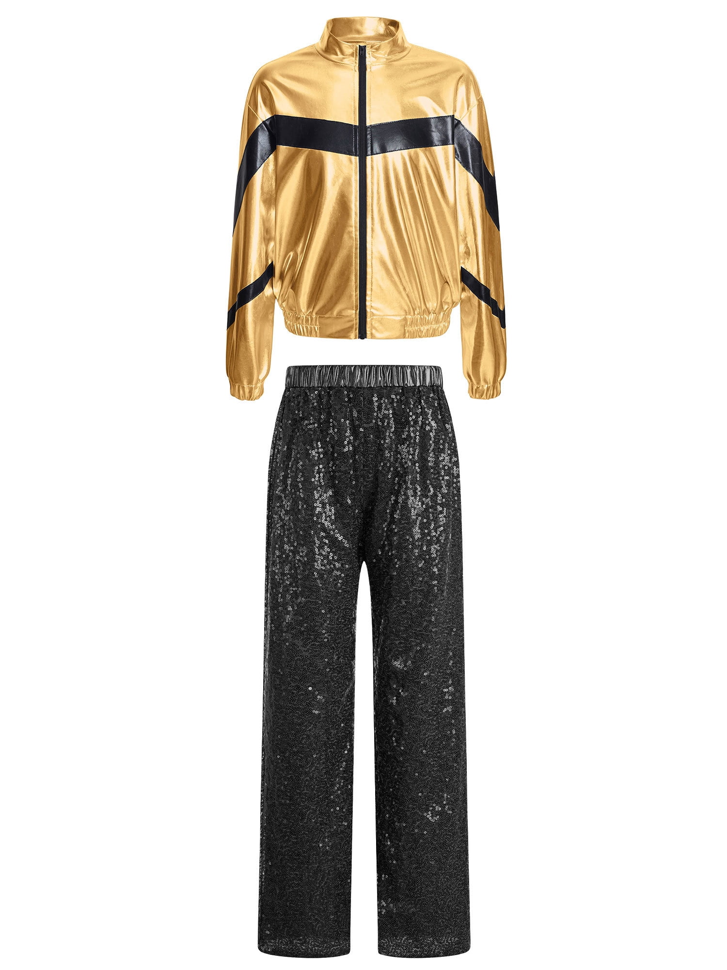 Doomiva Kids Girls Shiny Metallic Long Sleeve Bomber Jacket Coat with ...