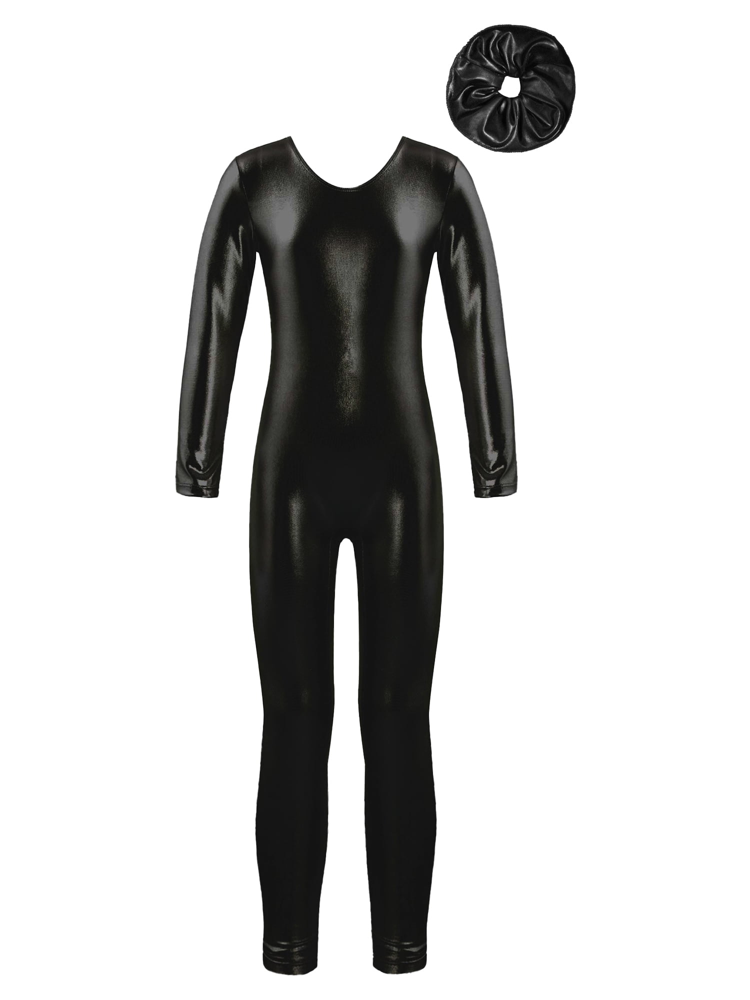 Doomiva Kids Girls Shiny Metallic Long Sleeve Full Body Bodysuit One ...