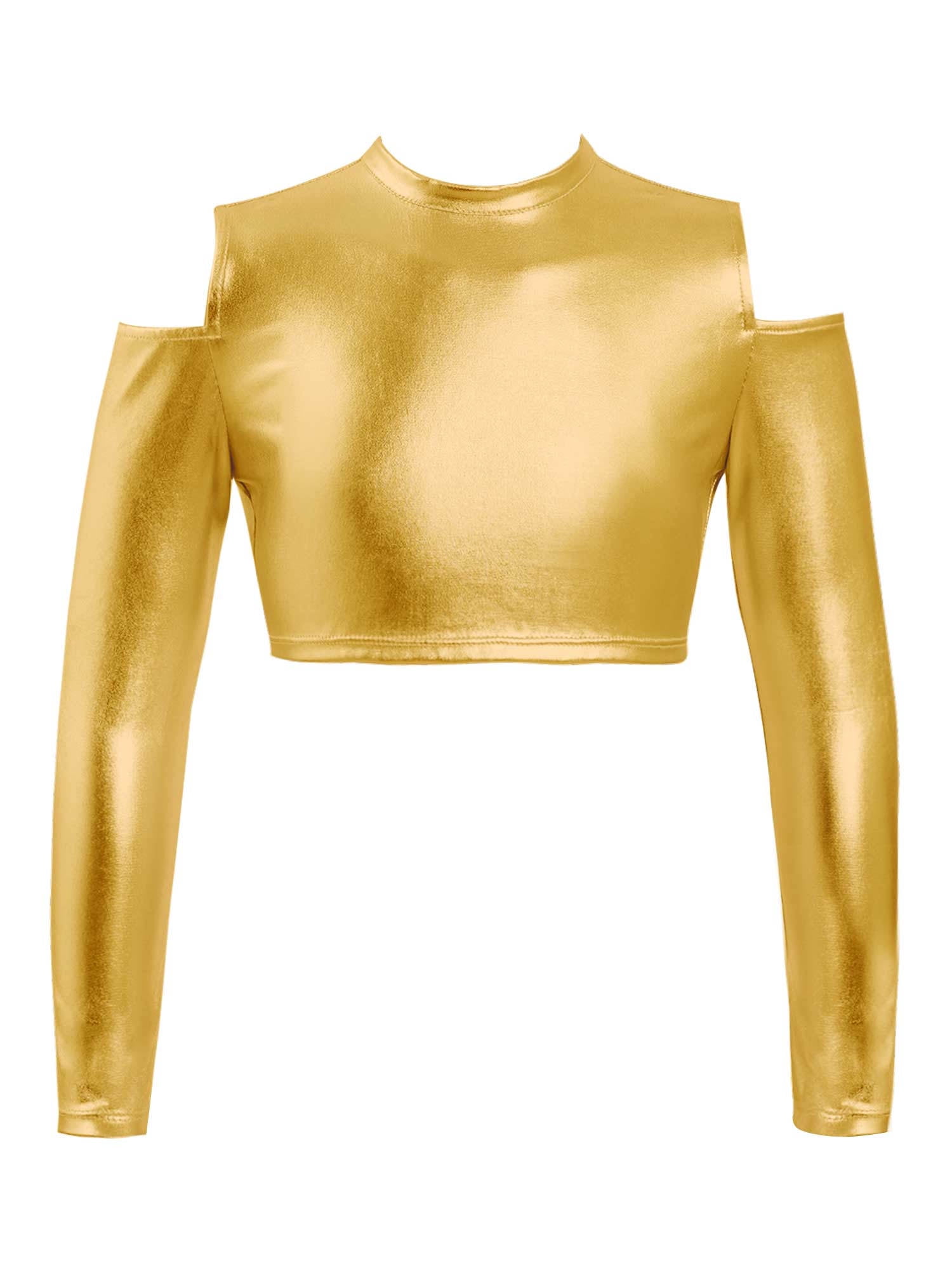 Doomiva Kids Girls Shiny Metallic Long Sleeve Jazz Hip Hop Ballet Dance ...