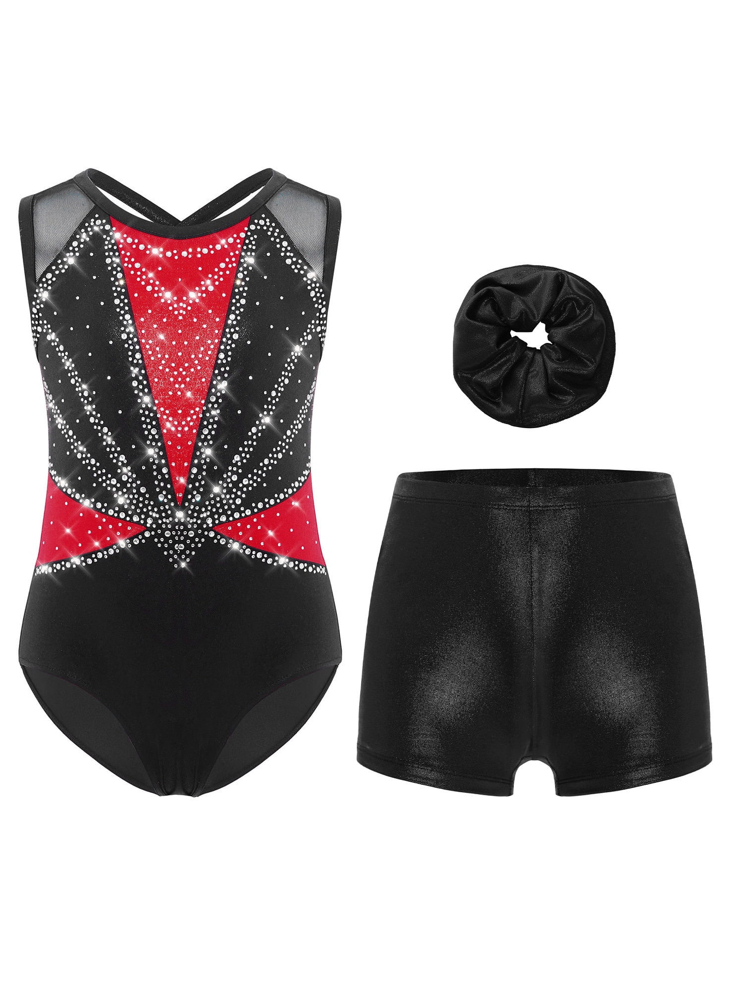 Doomiva Kids Girls Shiny Rhinestone Sleeveless Dancing Tumbling Tank ...