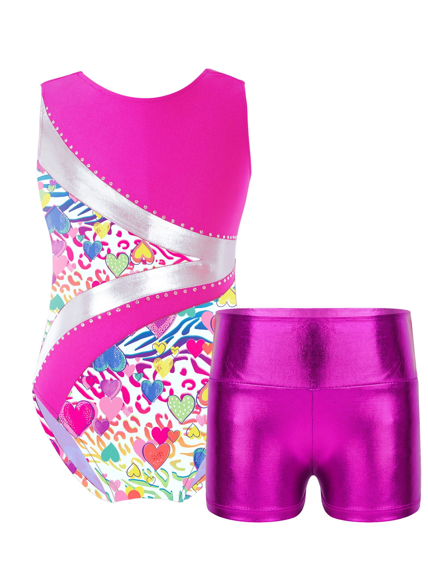 Doomiva Kids Girls Shiny Sleeveless Gymnastics Leotard Ballet Dance ...