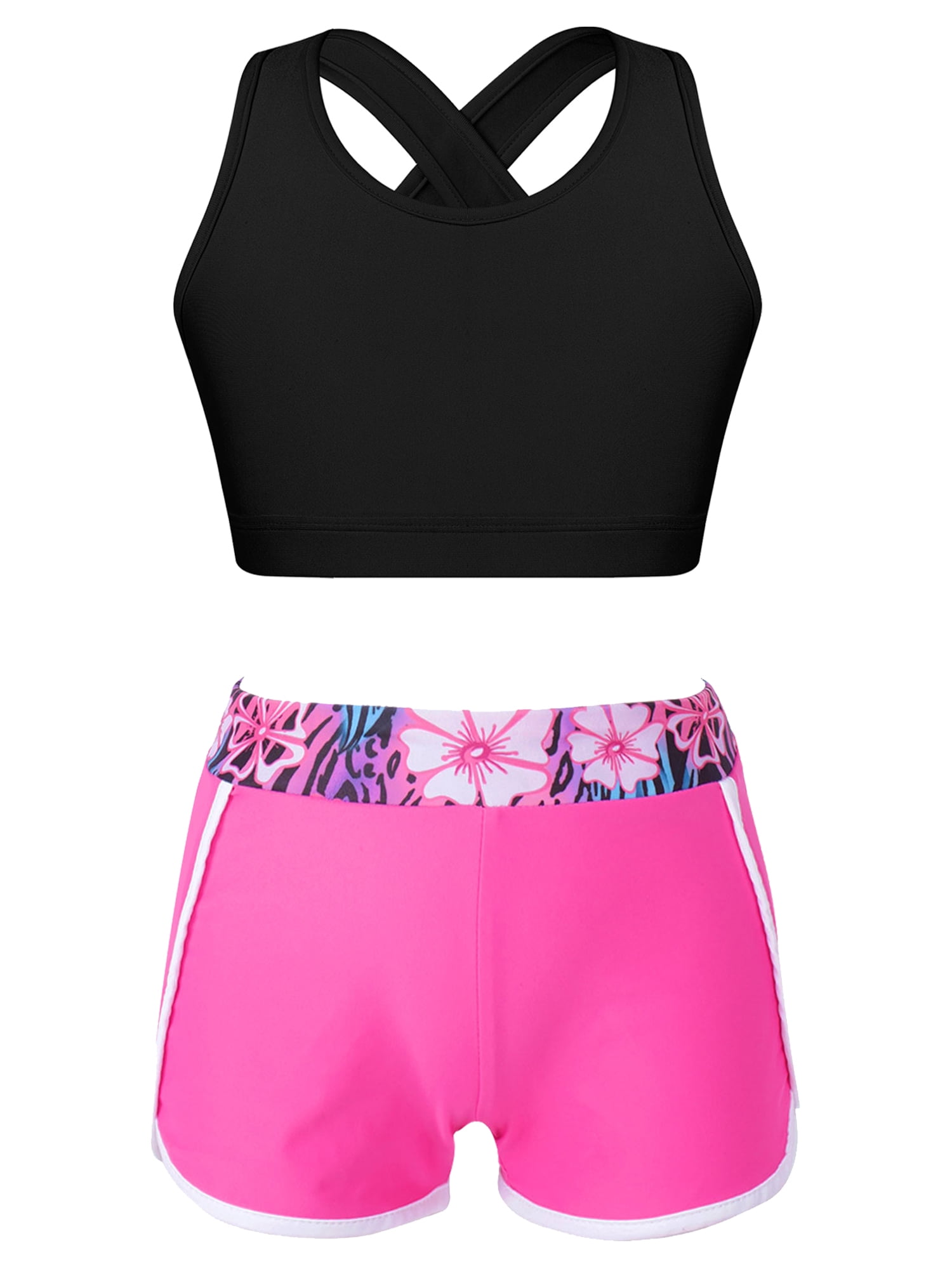 Doomiva Kids Girls Swimming Tankini 2 Piece Swimsuit Gymnastics Crop ...