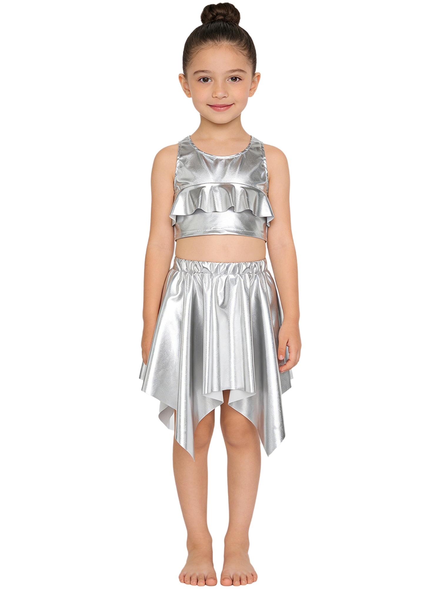 Doomiva Kids Shiny Jazz Disco Outfits Hip Hop Dance Dress Sets Cheer ...