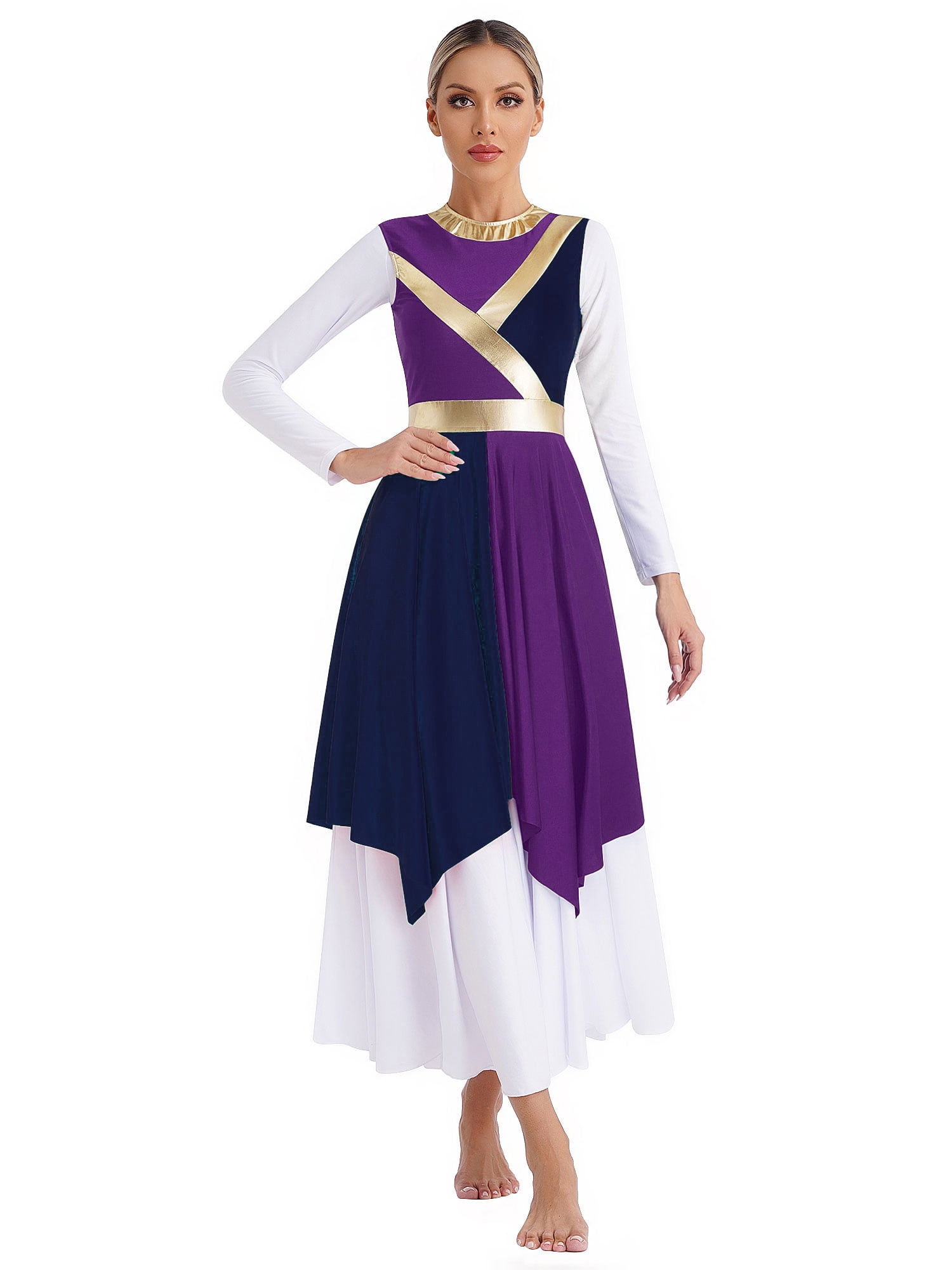 Doomiva Liturgical Dance Dresses for Women Color Block Praise Dance ...