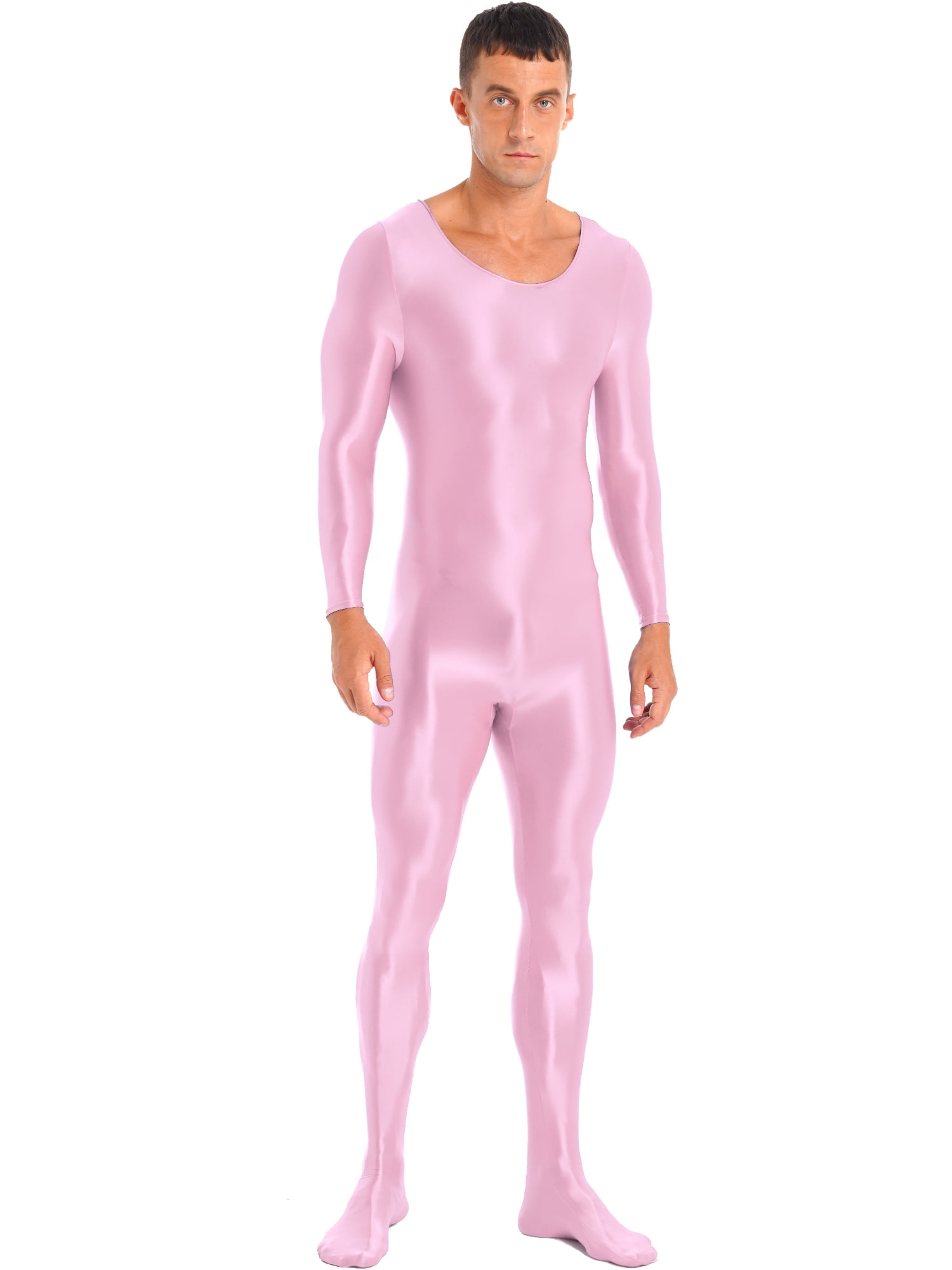 Doomiva Men Shiny Silky Spandex Full Body Suit One-piece Unitard ...